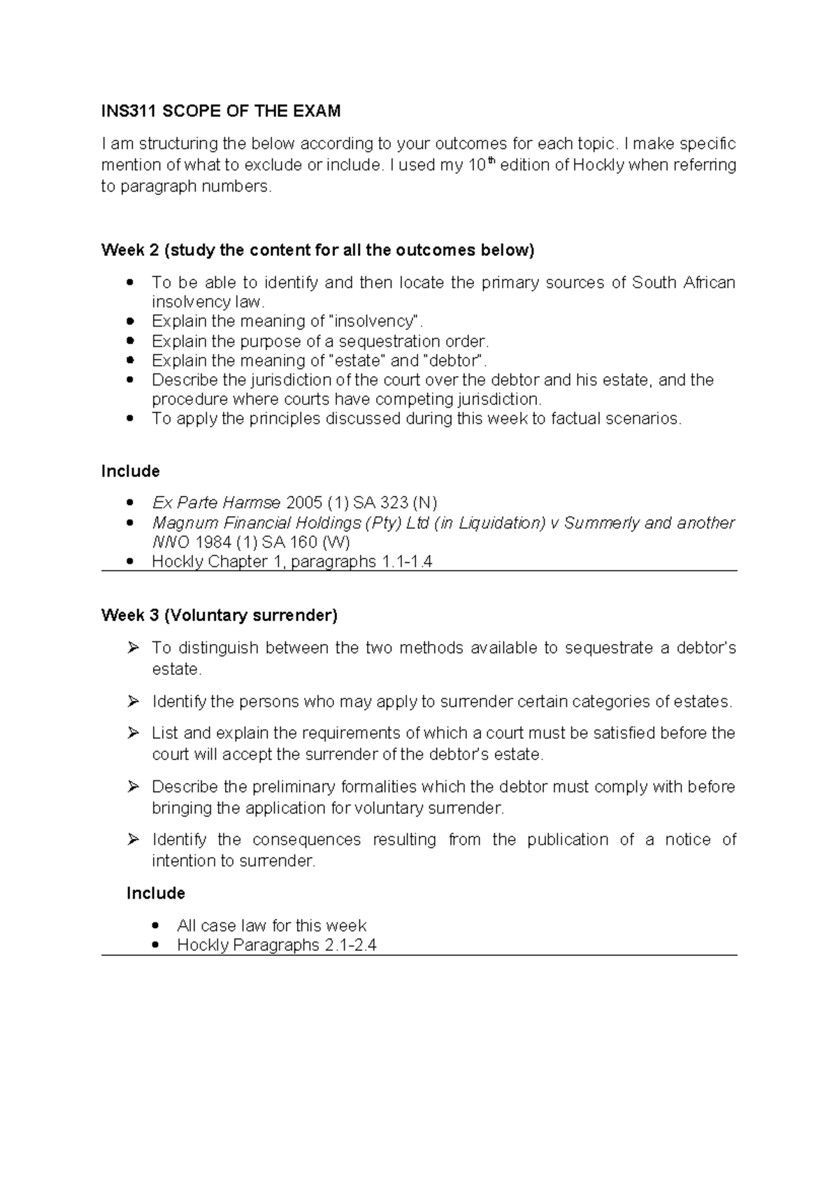 INS311+ Scope+OF+THE+EXAM - INS311 SCOPE OF THE EXAM I am structuring ...