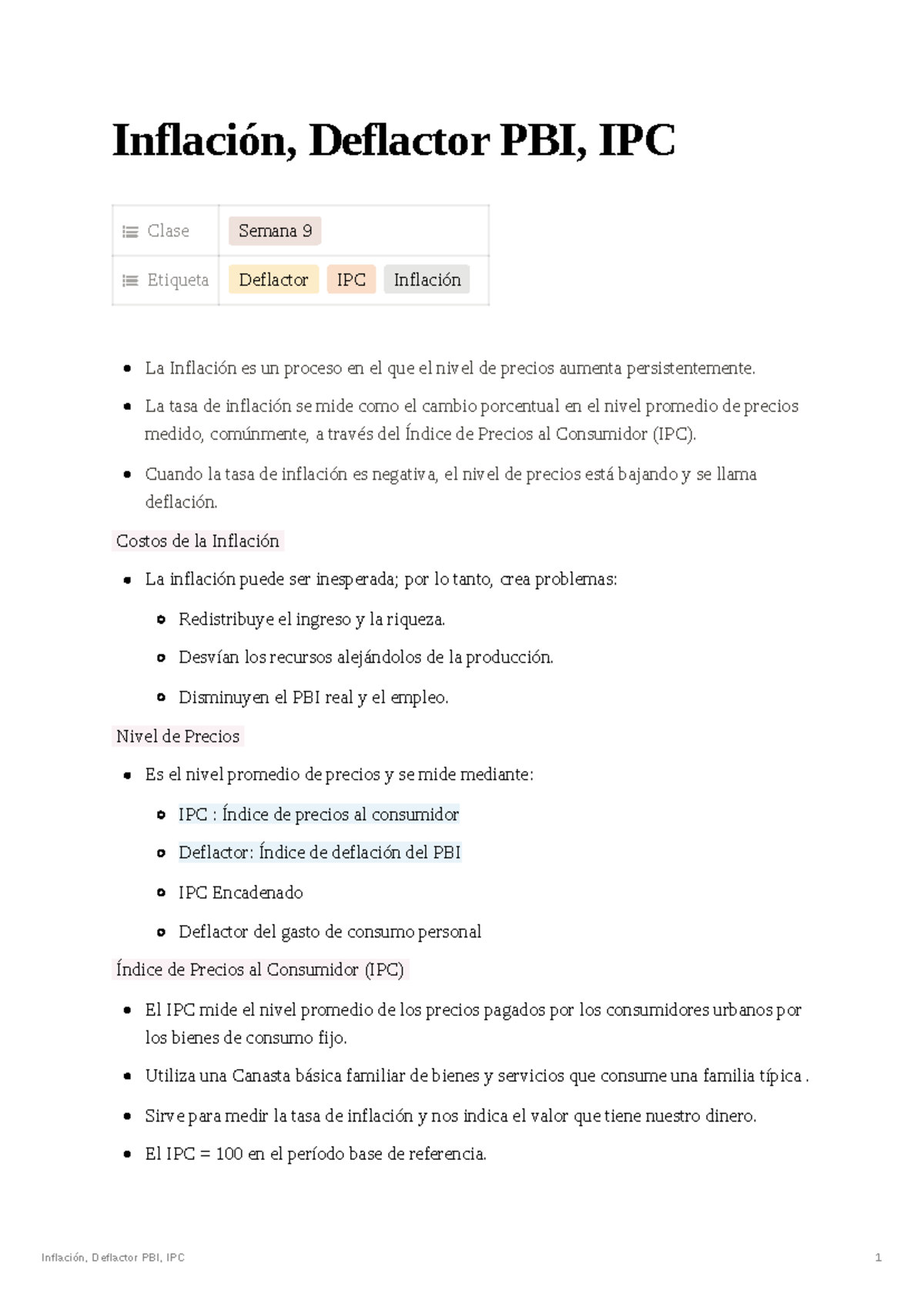 9. Inflación, Deflactor PBI, IPC - Inflación, Deflactor PBI, IPC 1 ...