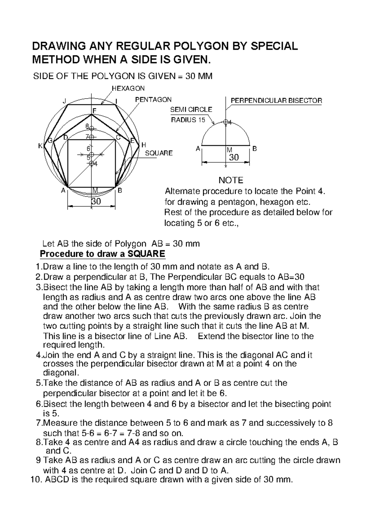 Heagon 1 - ENGINEERING GRAPHICS CONSTRUCTION OF HEXAGON - DRAWING ANY ...
