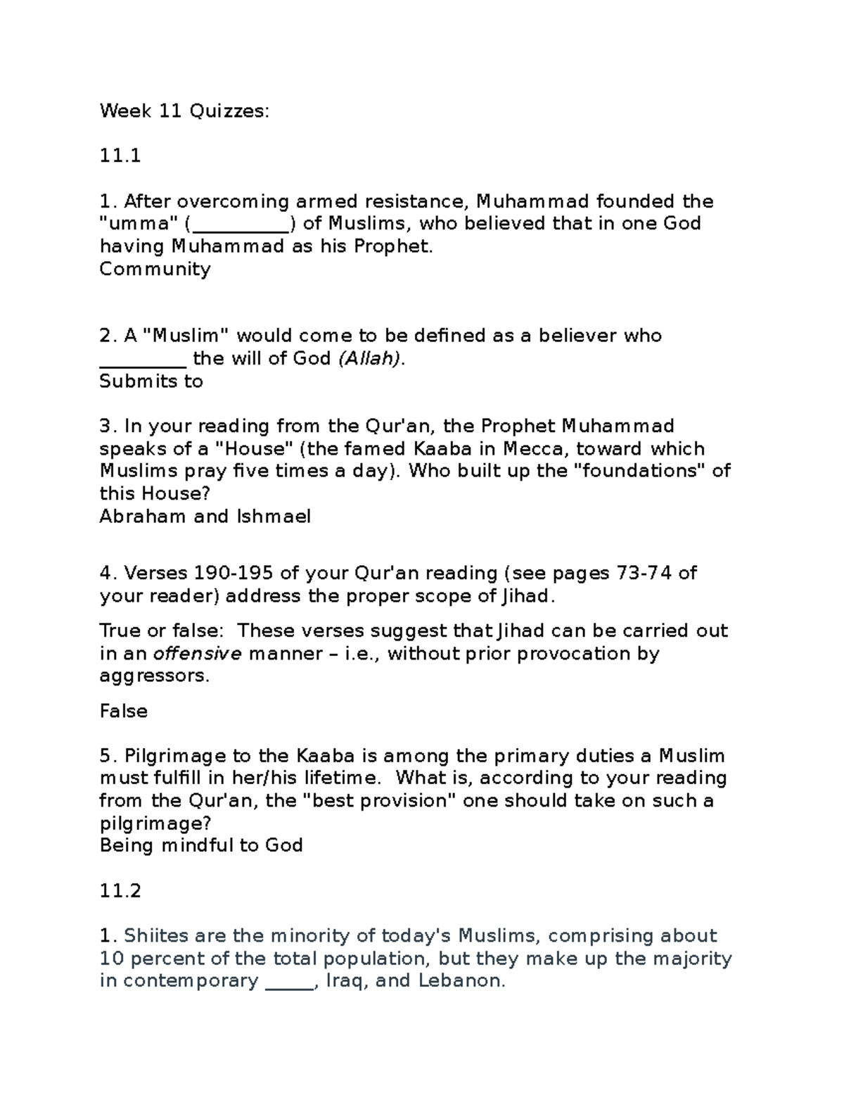 CIV201 Week 11 Quizzes - Quiz for Week 11 - Week 11 Quizzes: 11. After ...