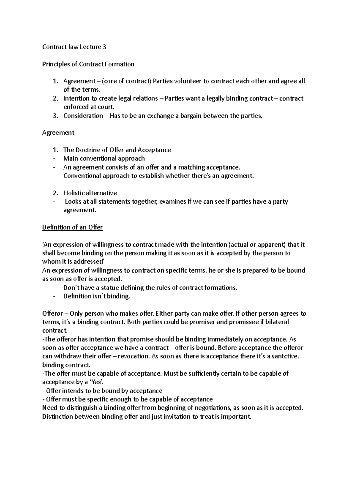 Contract law lecture 3 - Intention to create legal relations – Parties ...