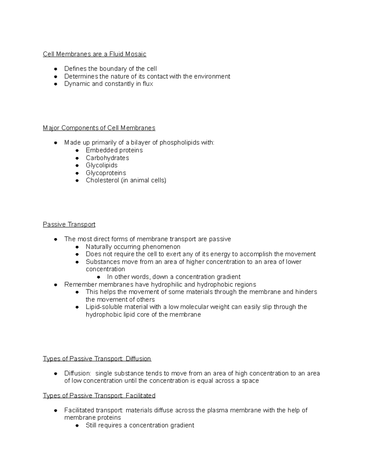 Biology Notes #5 Cell Membranes - Cell Membranes are a Fluid Mosaic ...