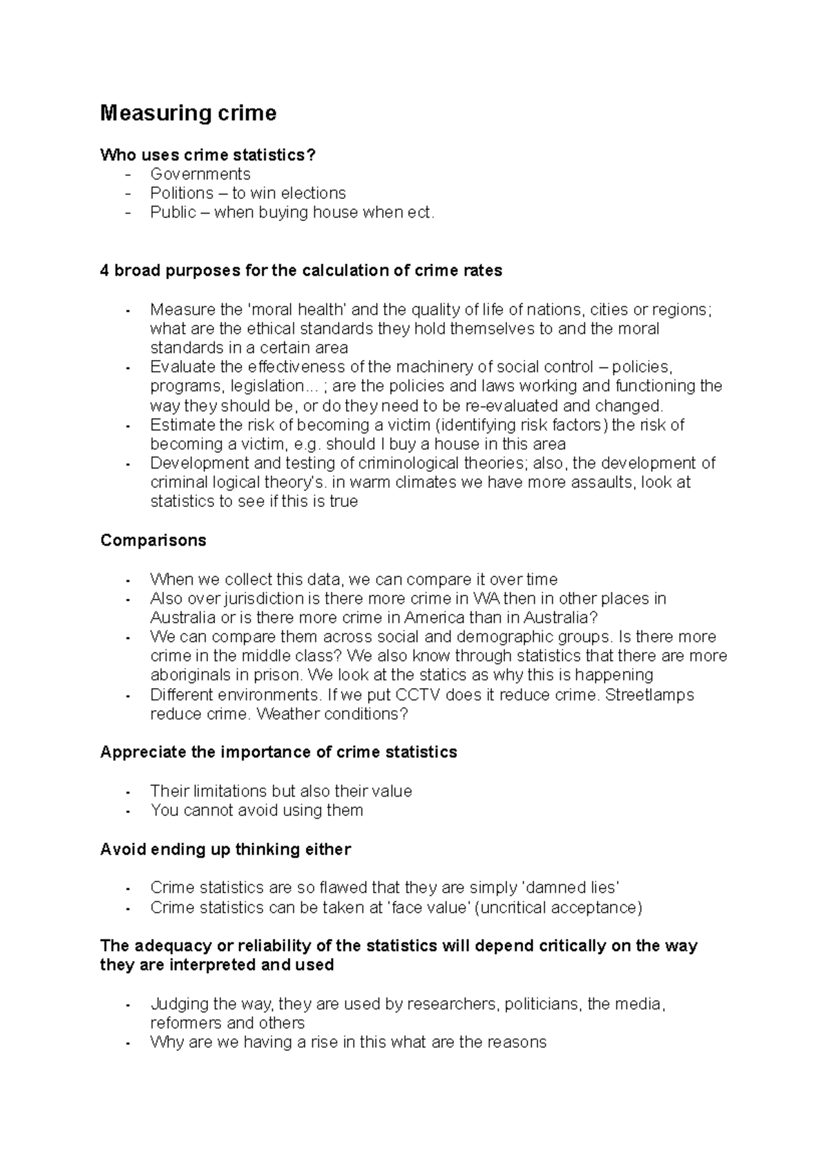 Measuring crime- CRM100 - Measuring crime Who uses crime statistics ...