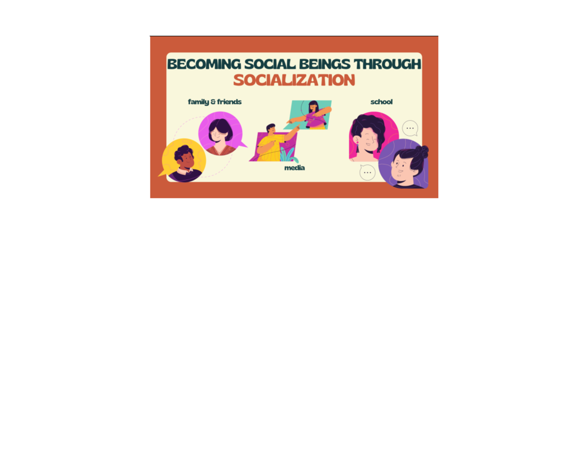 2C - Becoming Social Beings Through Socialization - • Define ...