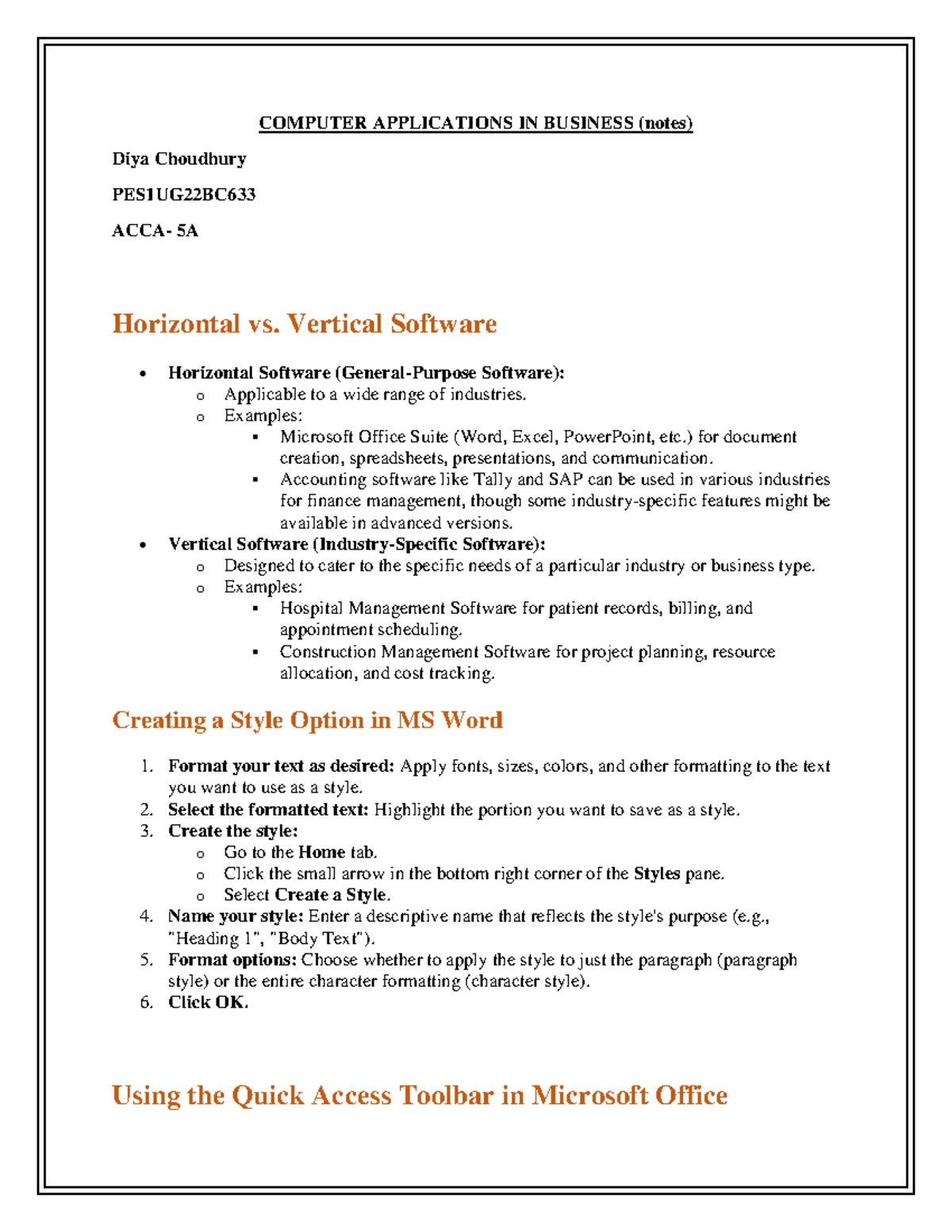 Computer Applications IN Business Notes final - COMPUTER APPLICATIONS ...