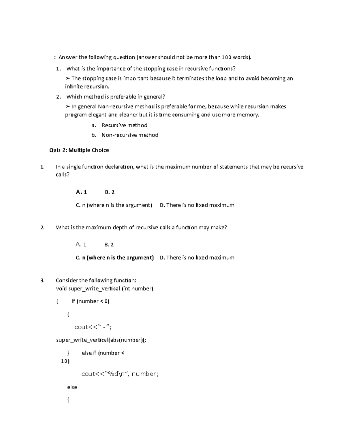 Chapter 2 . Data Algo - : Answer the following question (answer should ...