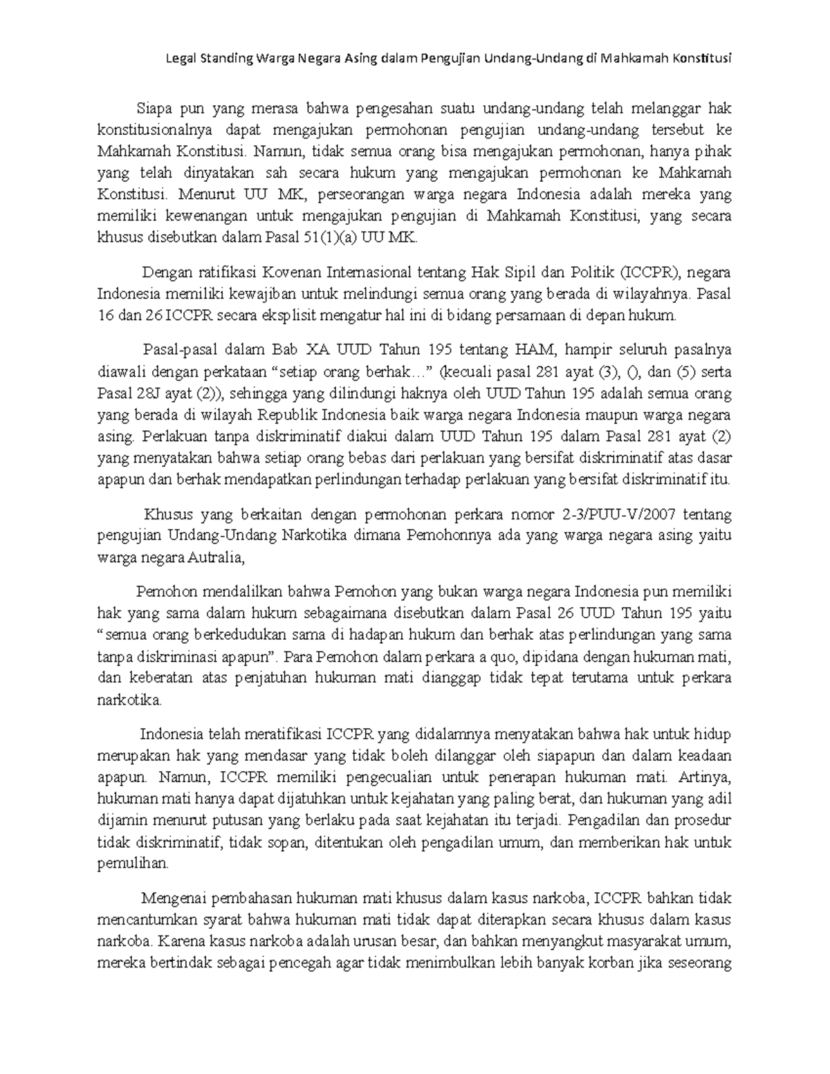 Legal Standing Warga Negara Asing dalam Pengujian Undang-Undang di ...