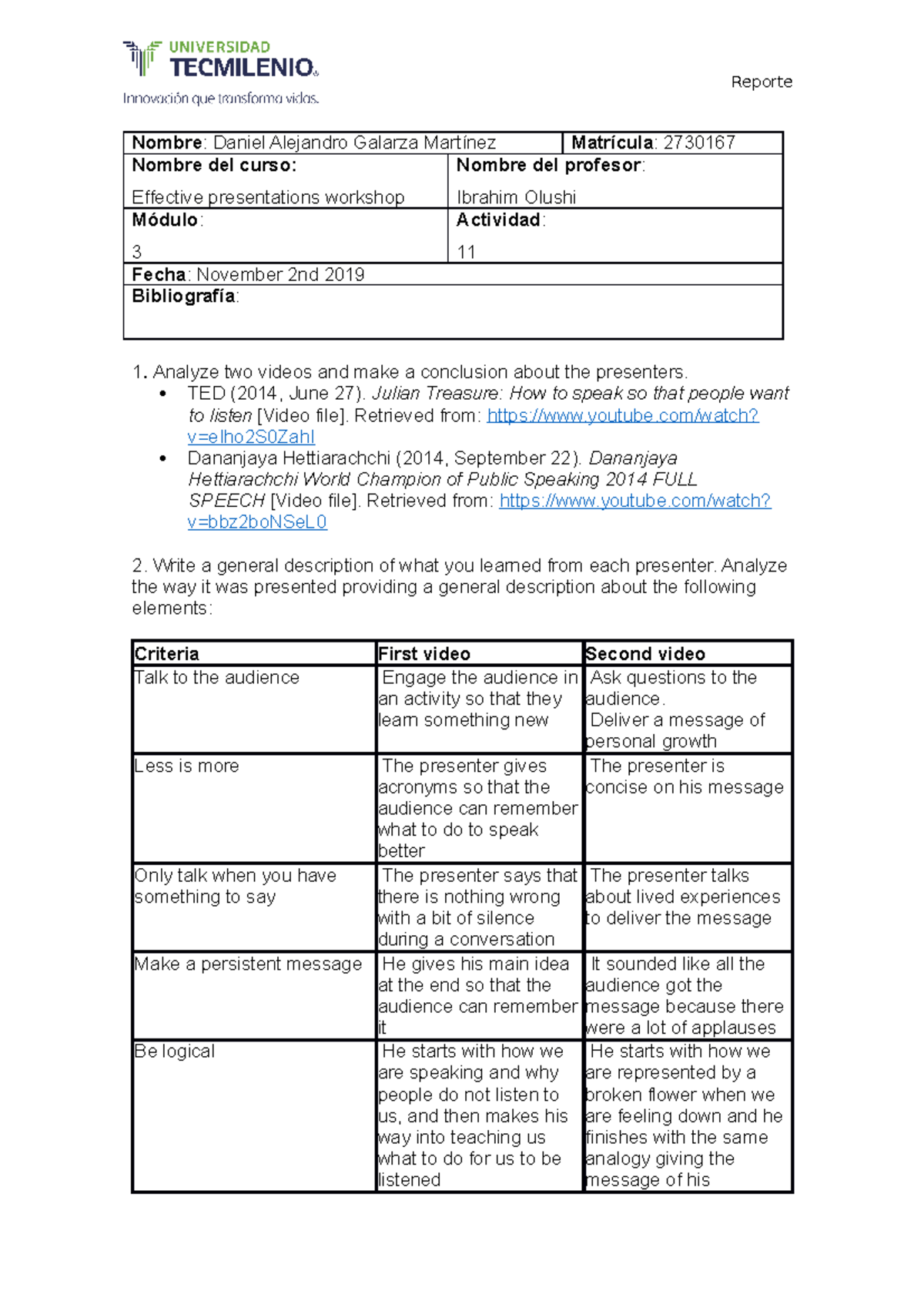 Activity 11 - Actividad terminada - Reporte Nombre : Daniel Alejandro ...