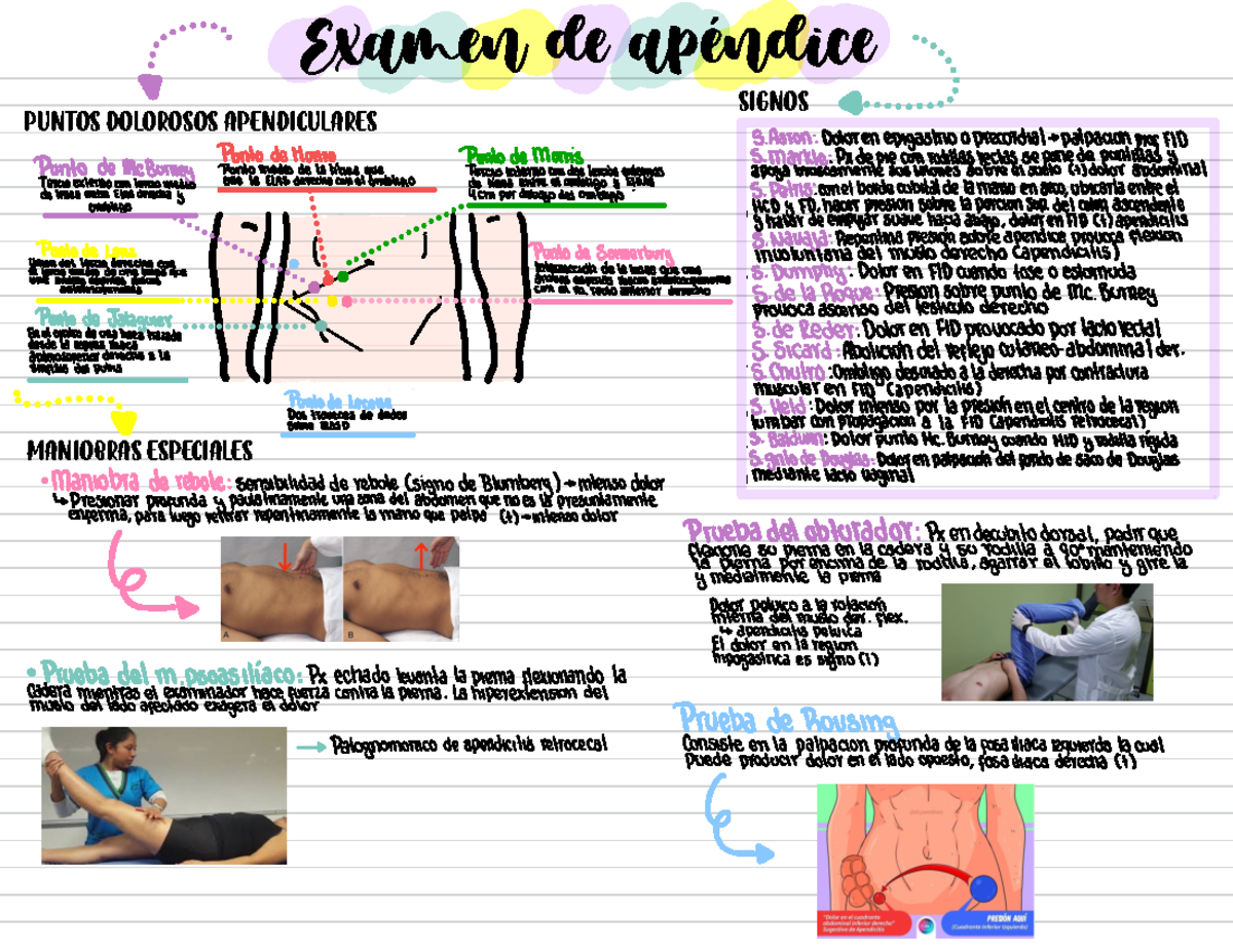 Examen de abdomen - apéndice - Examen de apéndice Puntos dolorosos ...
