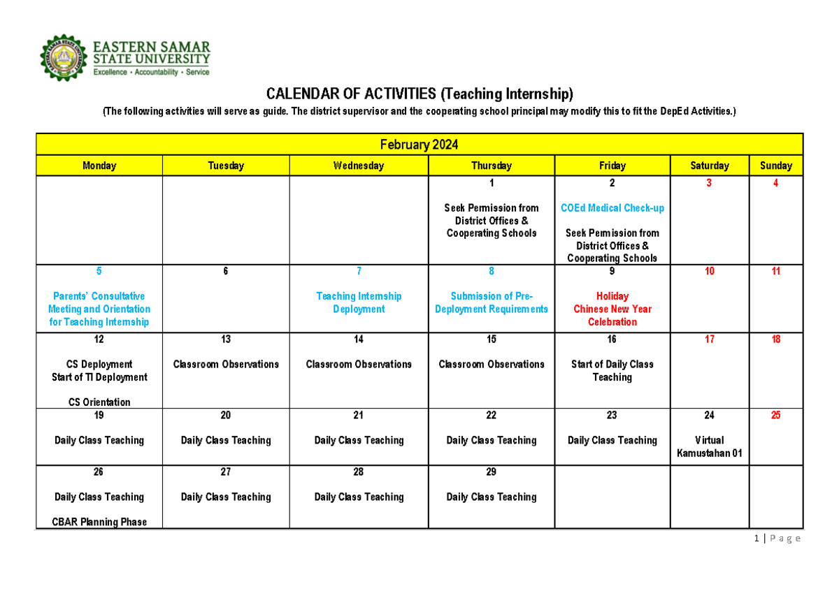 TI Calendar-of-Activities 2024 PO - CALENDAR OF ACTIVITIES (Teaching ...