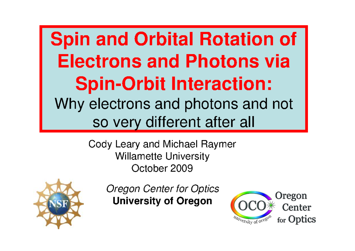 Kapita selekta 6 - Cody Leary and Michael Raymer Willamette University ...