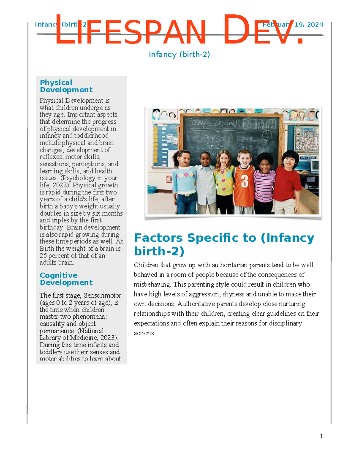 PSY 102 RS T3 Template 2 Development Newsletter - Infancy (birth-2 ...