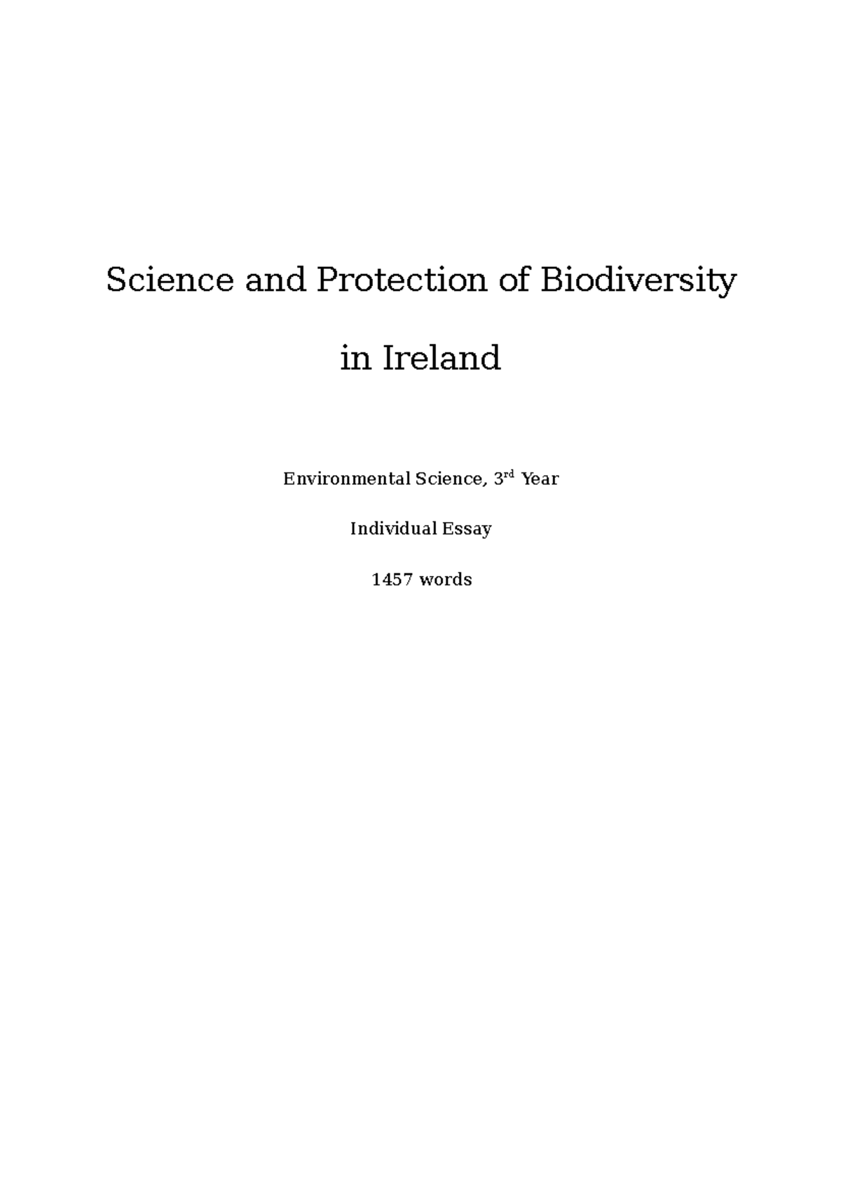 Science and Protection of Biodiversity in Ireland - Science and ...