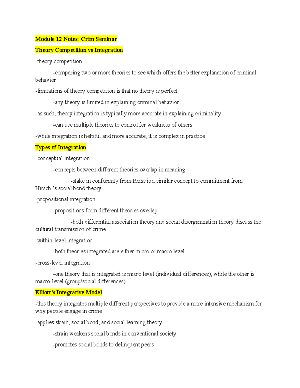Criminal seminar module 12 notes - Module 12 Notes: Crim Seminar Theory ...