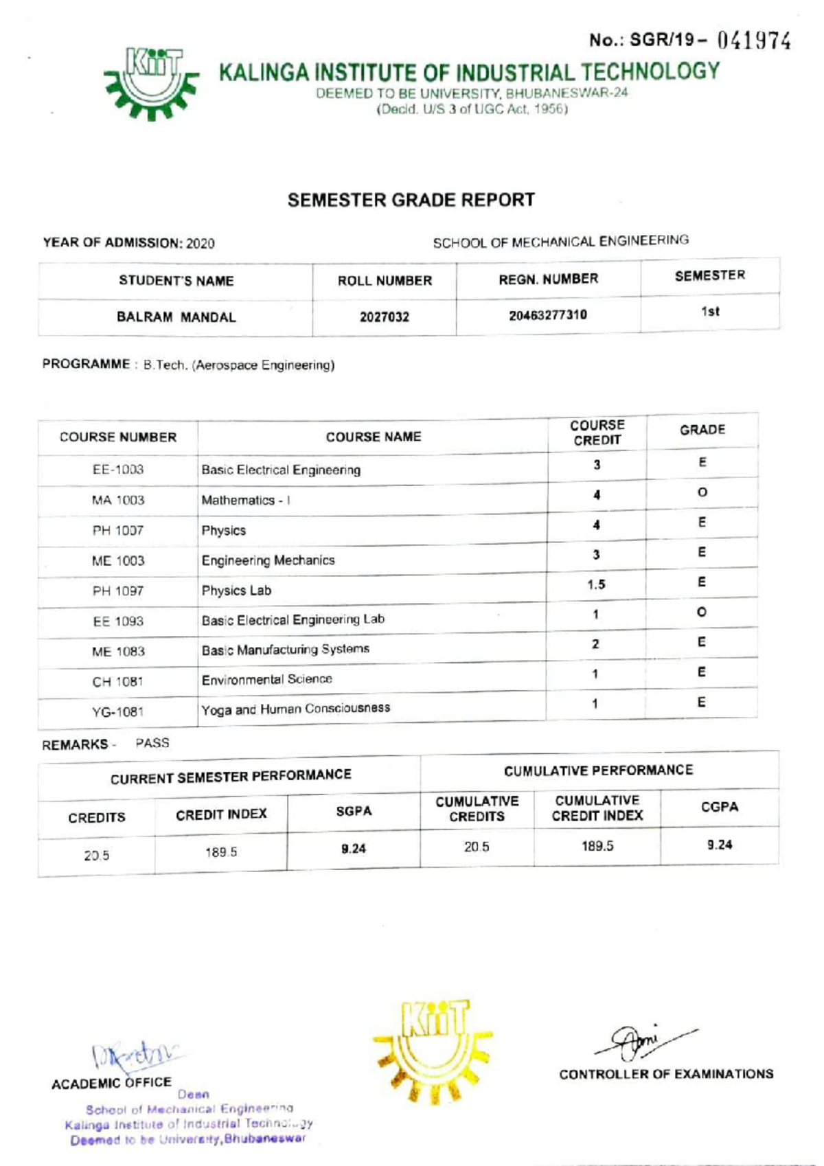 1st Semester Grade Report - Professional Ethics - Studocu
