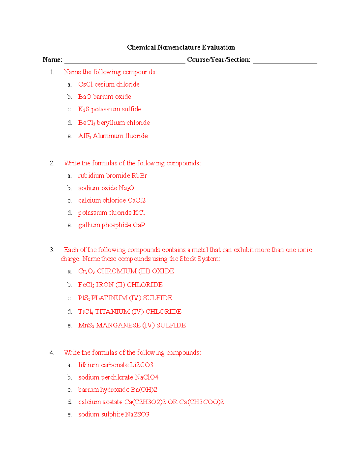 Activity 1 Inorganic Compounds Chemical Nomenclature - Chemical ...