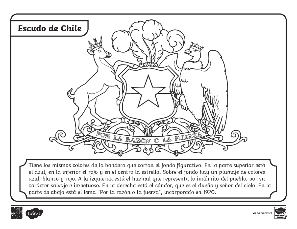 Sa-a-22-hojas-para-colorear-bandera-y-escudo-de-chile ver 4 - Escudo de ...