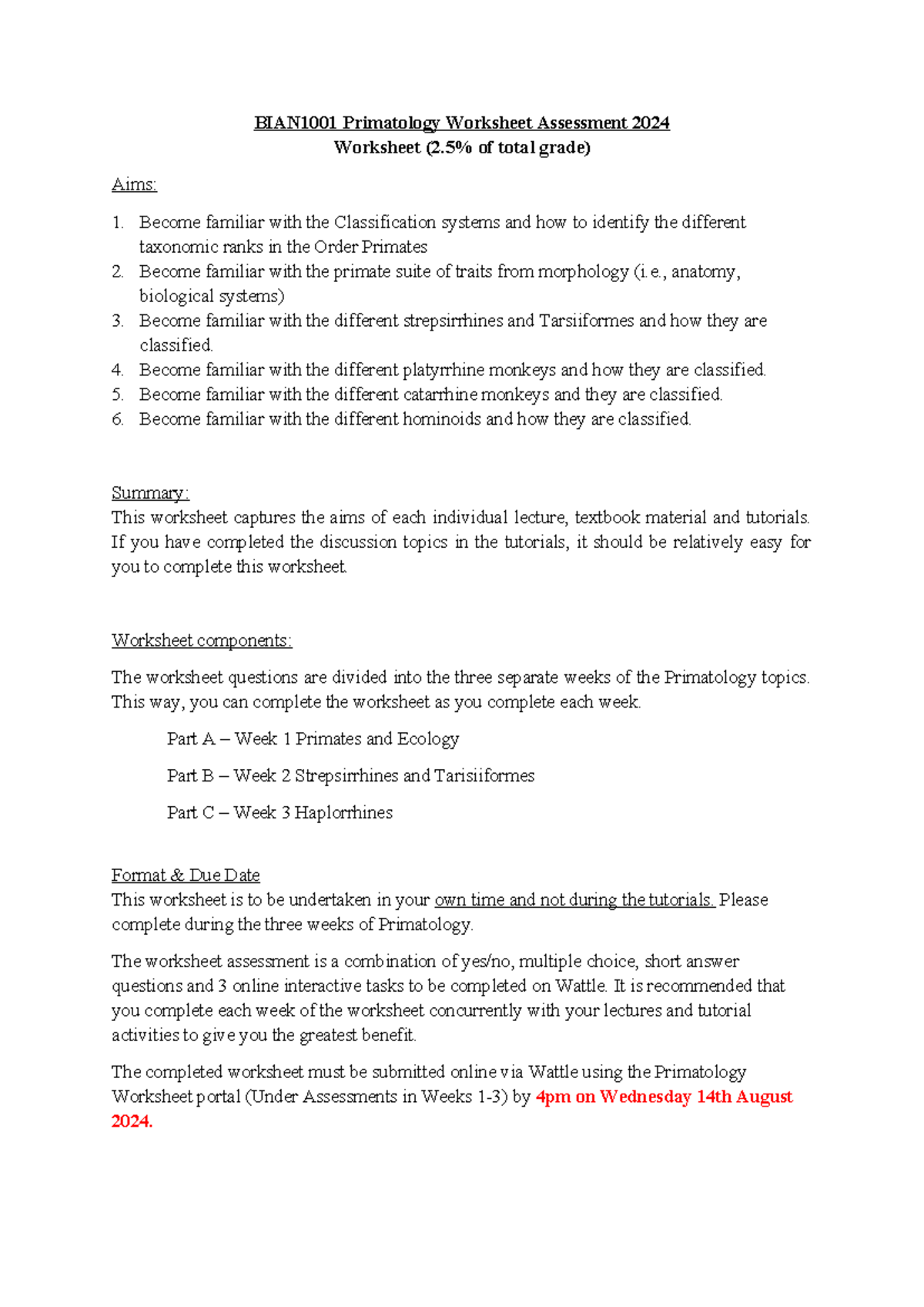 Primatology Worksheet 14 - , anatomy, biological systems) Become ...