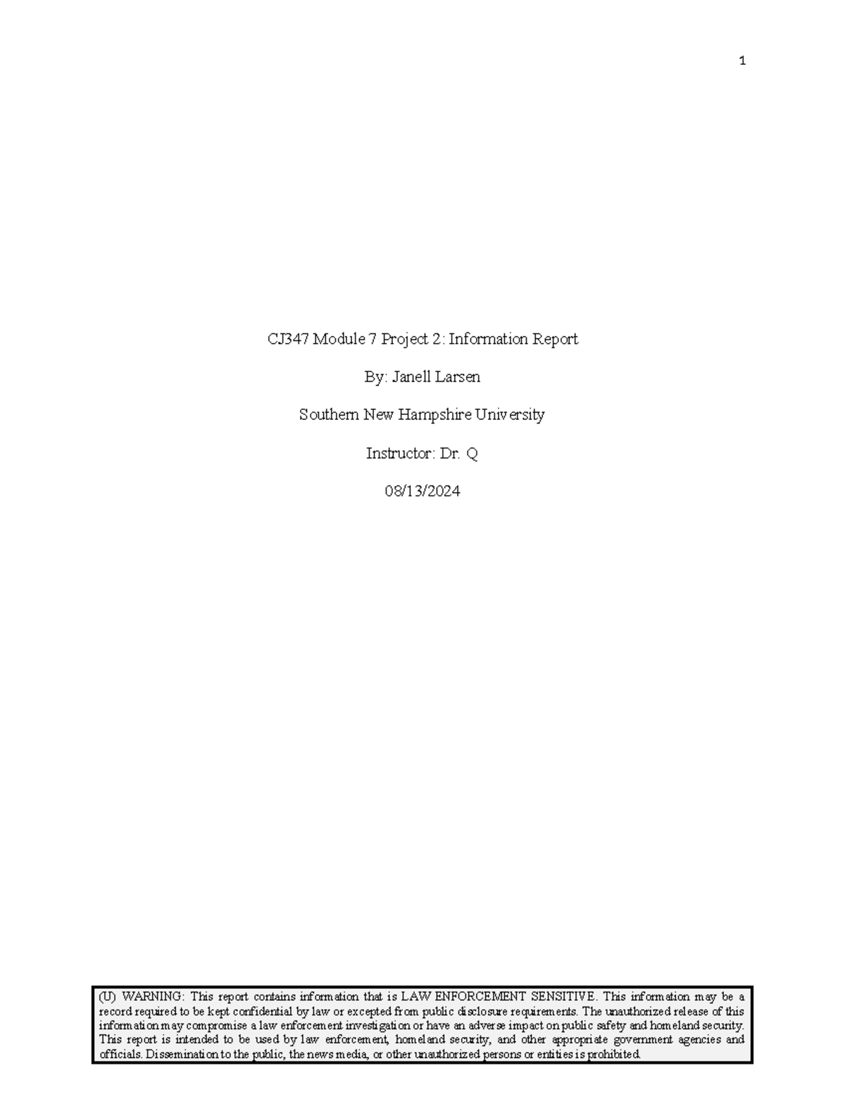 CJ 347 Project Two Template Final Draft - CJ347 Module 7 Project 2 ...