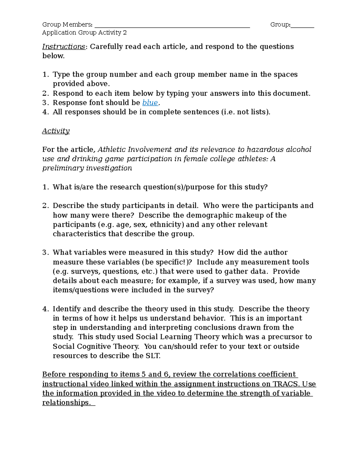 Application Group Activity 2 1 Article - Group Members: - Studocu