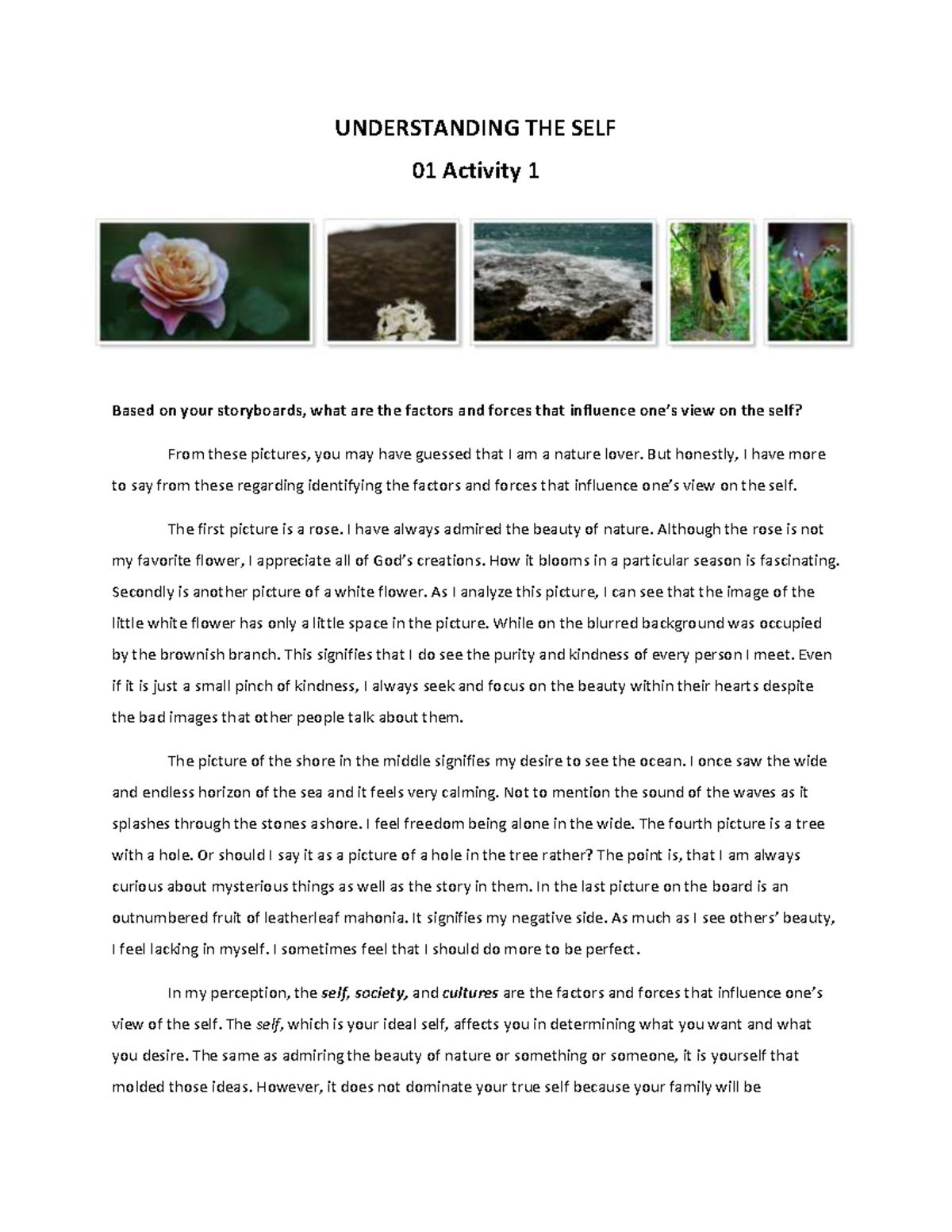 01 Activity 1 factors and forces that influence one’s view on the self ...