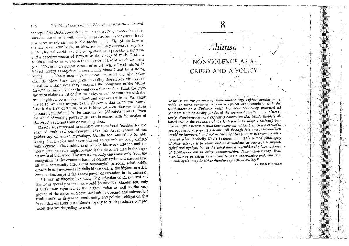 Ahimsa - .... - Ma Political Science - Studocu