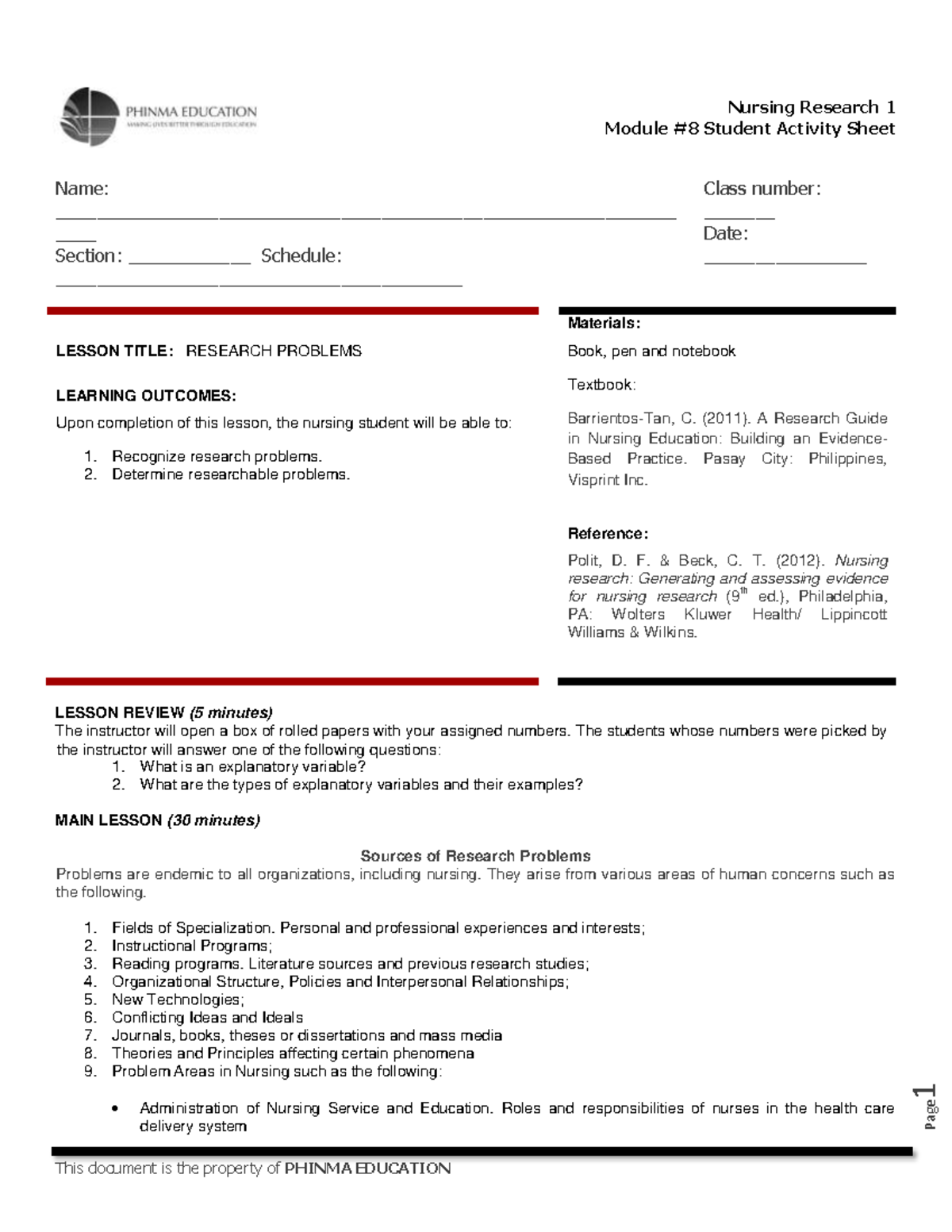 SAS-Session 8 - module - Module #8 Student Activity Sheet Name: - Studocu
