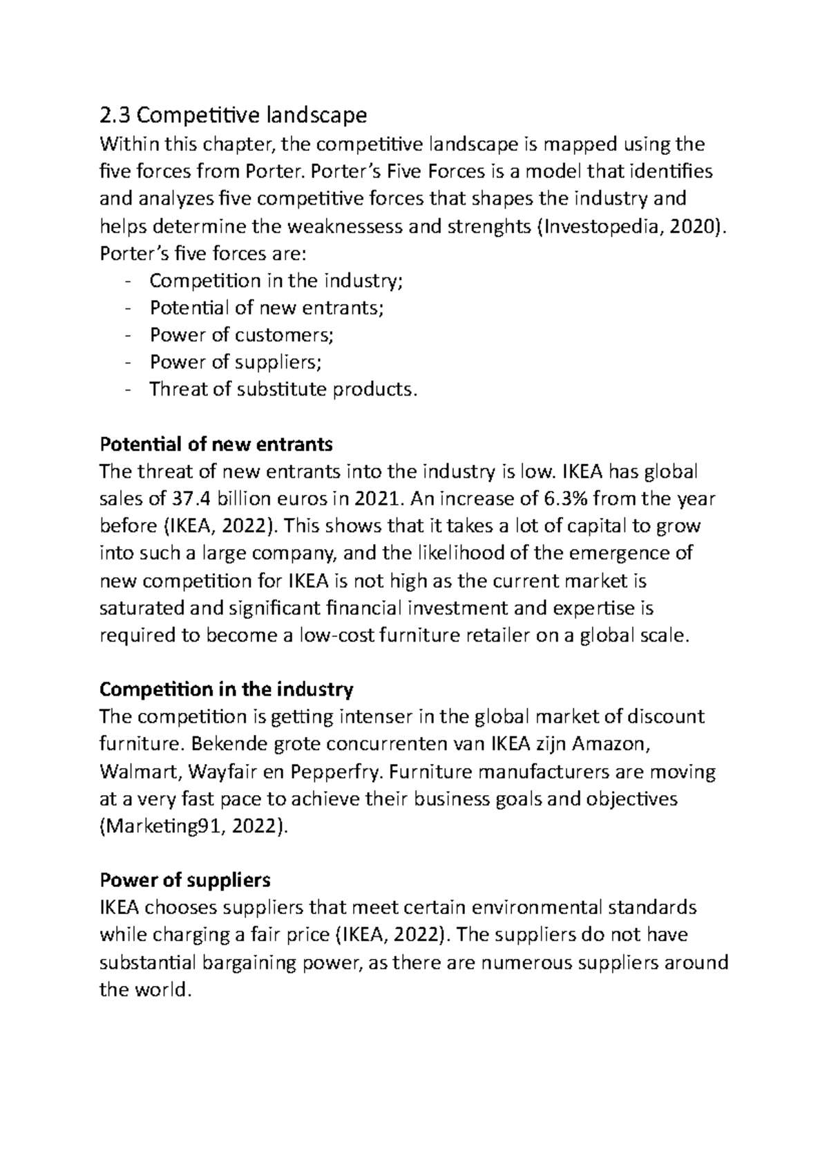 5 krachten model voor IKEA - 2 Competitive landscape Within this ...