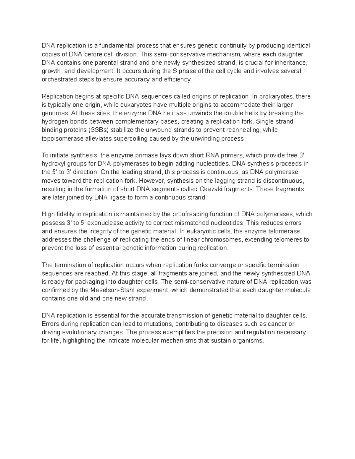 DNA Replication Overview - DNA replication is a fundamental process ...