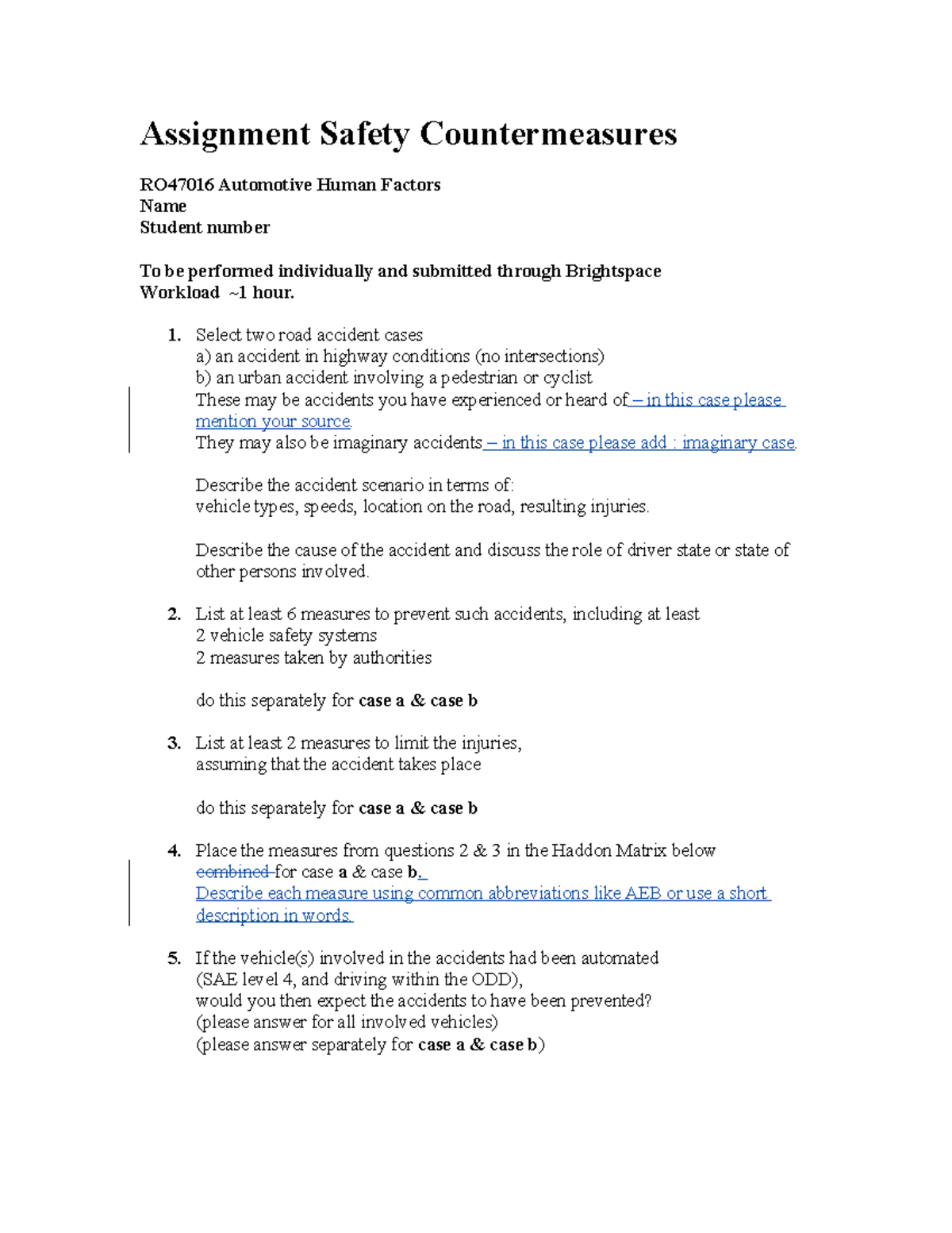 Assignment RO47016 - Safety Countermeasures v01 - Assignment Safety Countermeasures RO47016 ...