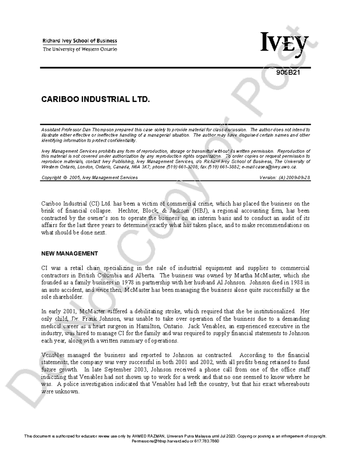 Cariboo Industrial Case Study - S w 905B CARIBOO INDUSTRIAL LTD ...