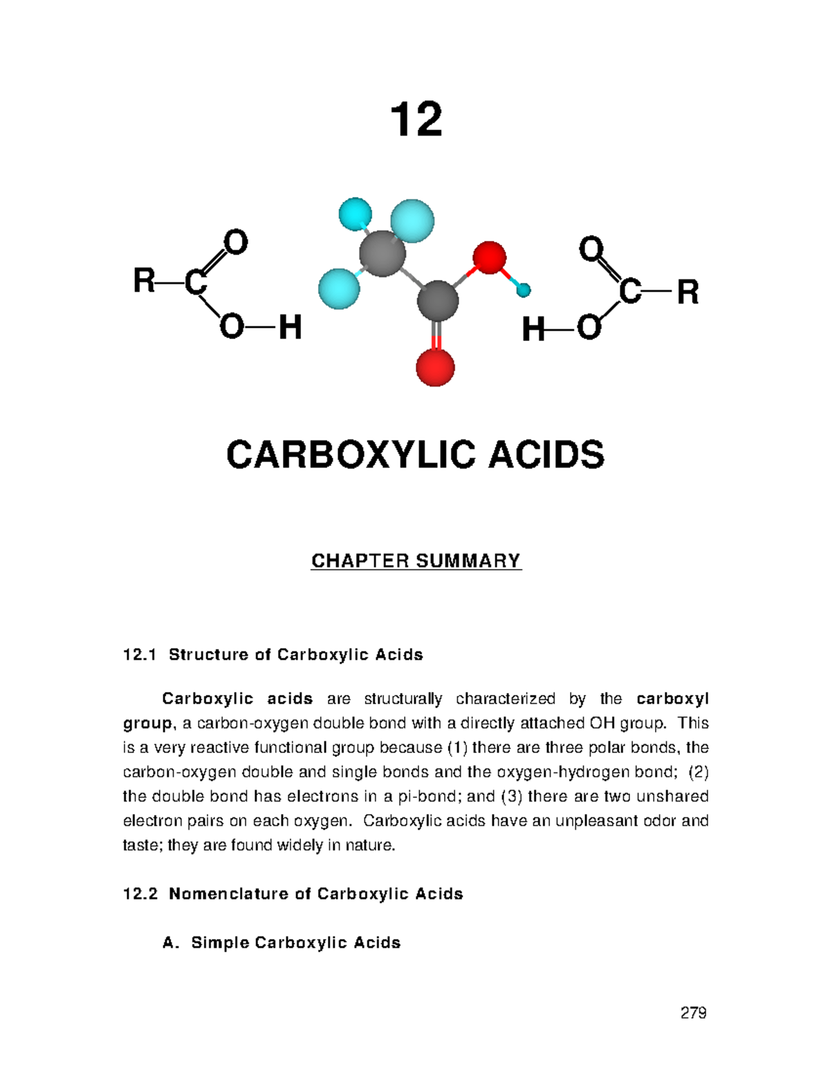 12carboxylic Acids 12 C O H O R C H O O R CARBOXYLIC ACIDS CHAPTER