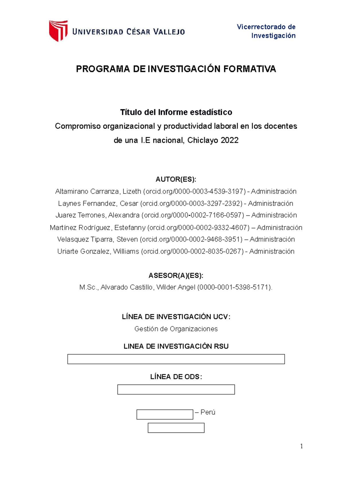 Informe Estadistico - estadistica - PROGRAMA DE INVESTIGACIÓN FORMATIVA ...