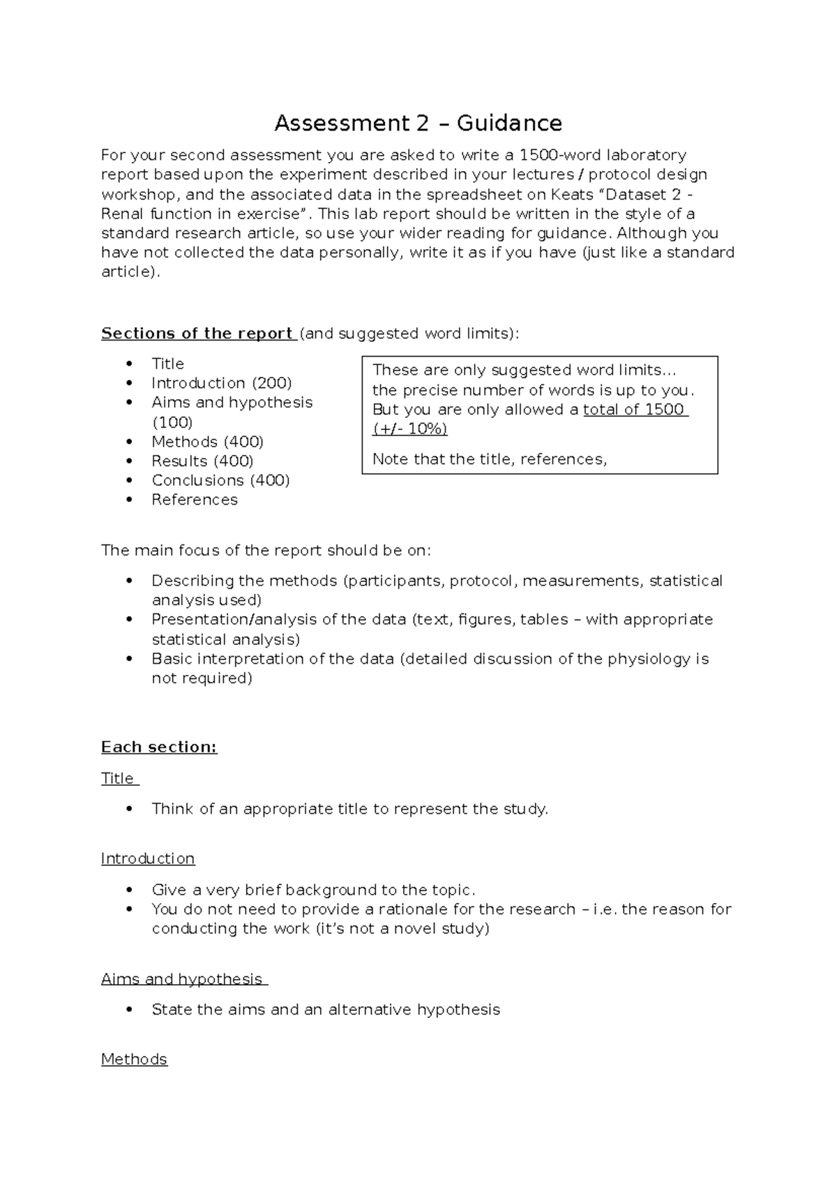 Asessment 2 guidence-1 - Assessment 2 – Guidance For your second ...