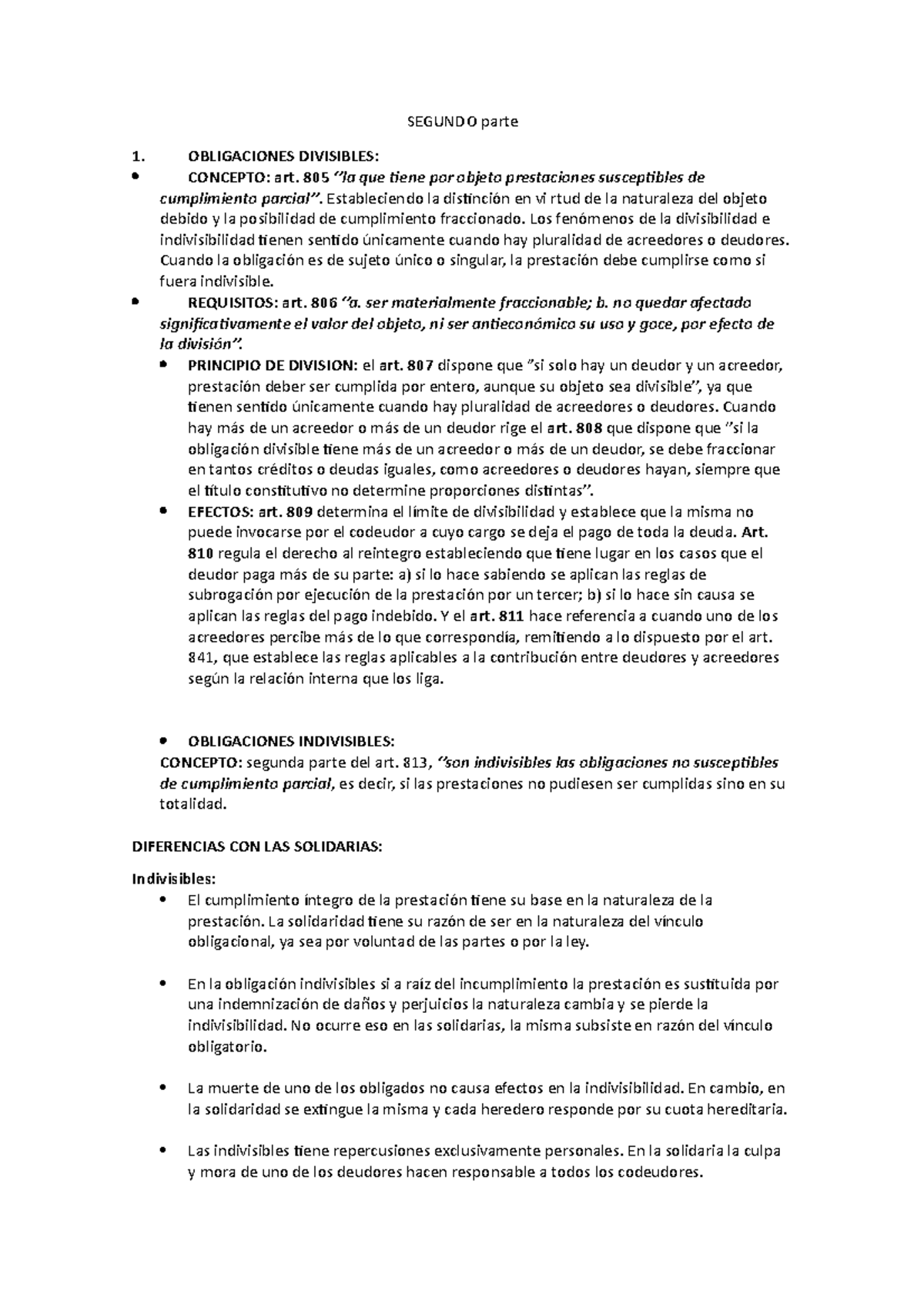 Segundo parte DE Civil II - SEGUNDO parte OBLIGACIONES DIVISIBLES ...
