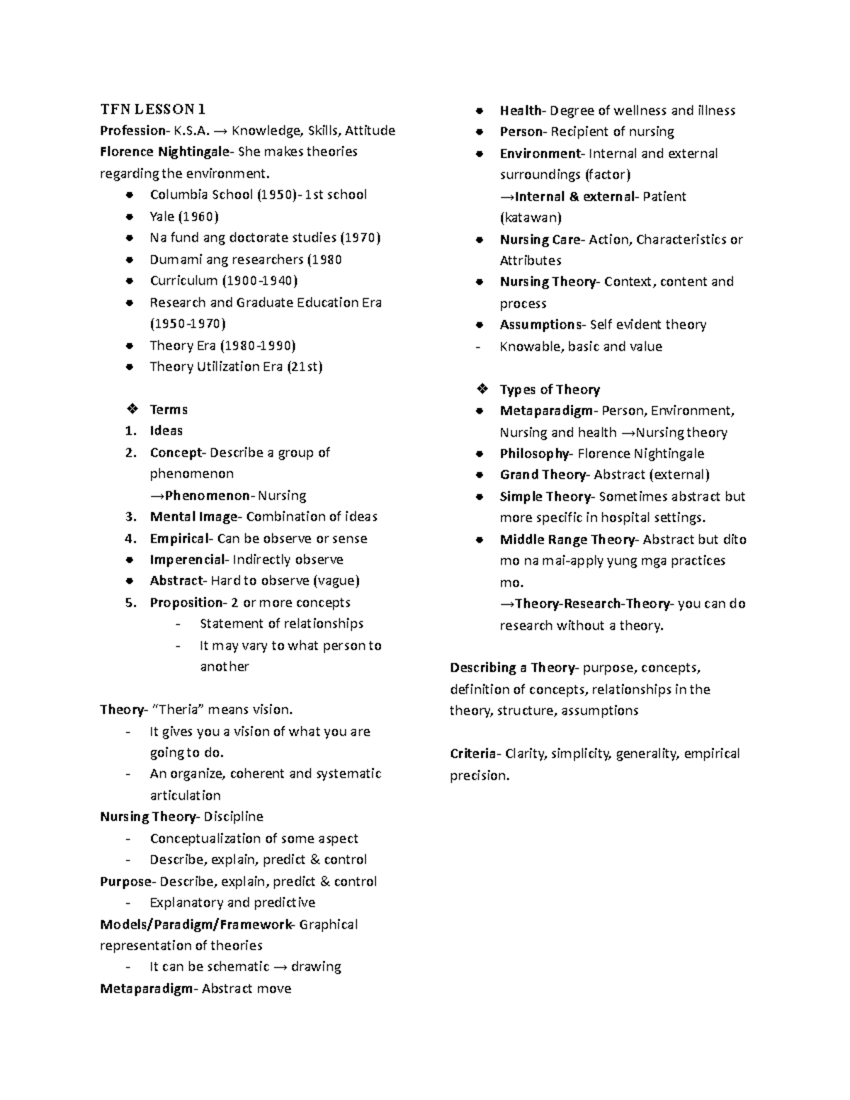 TFN - tfn - TFN LESSON 1 Profession- K.S. → Knowledge, Skills, Attitude ...