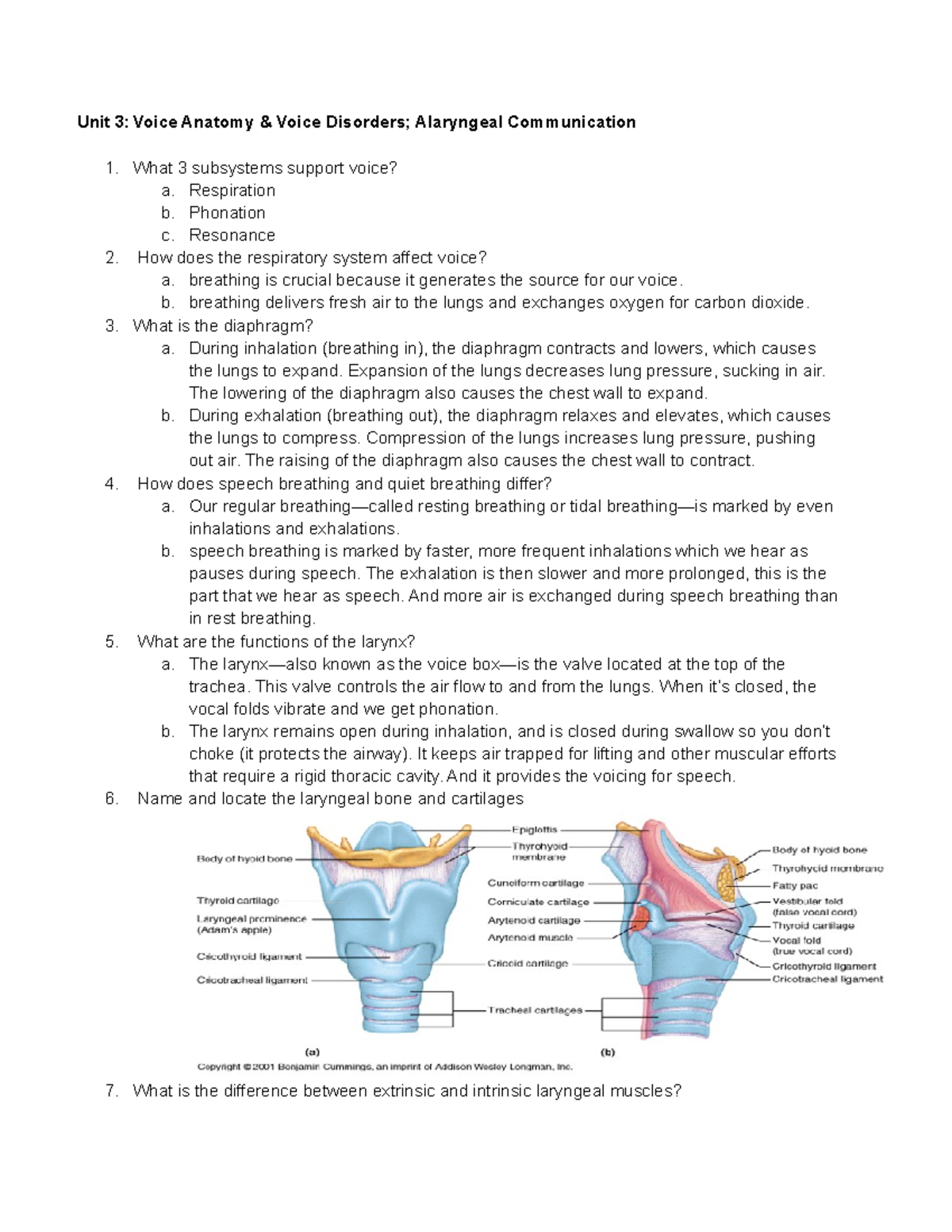 Exam 3 Acquired Disorders - Unit 3:Voice Anatomy & Voice Disorders ...