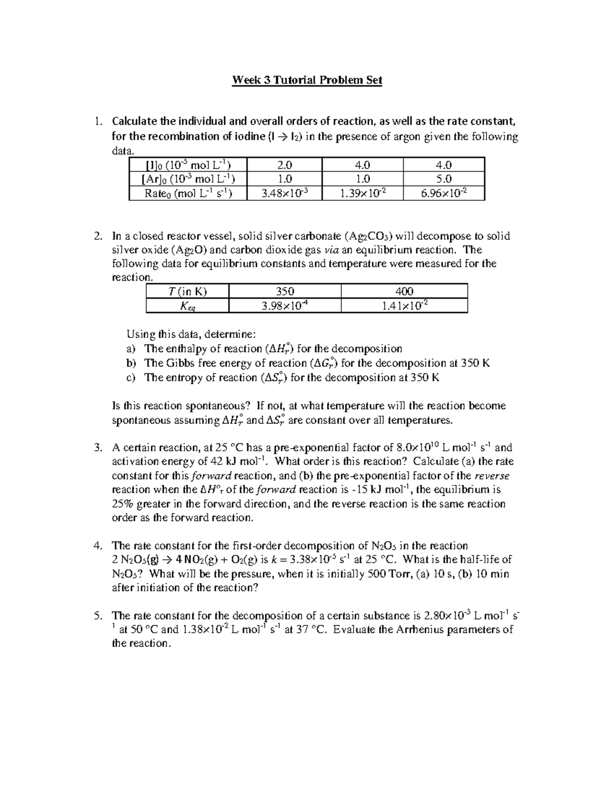 Tutorial Problems week 3 T2 - 2021 - Week 3 Tutorial Problem Set Calculate the individual and ...