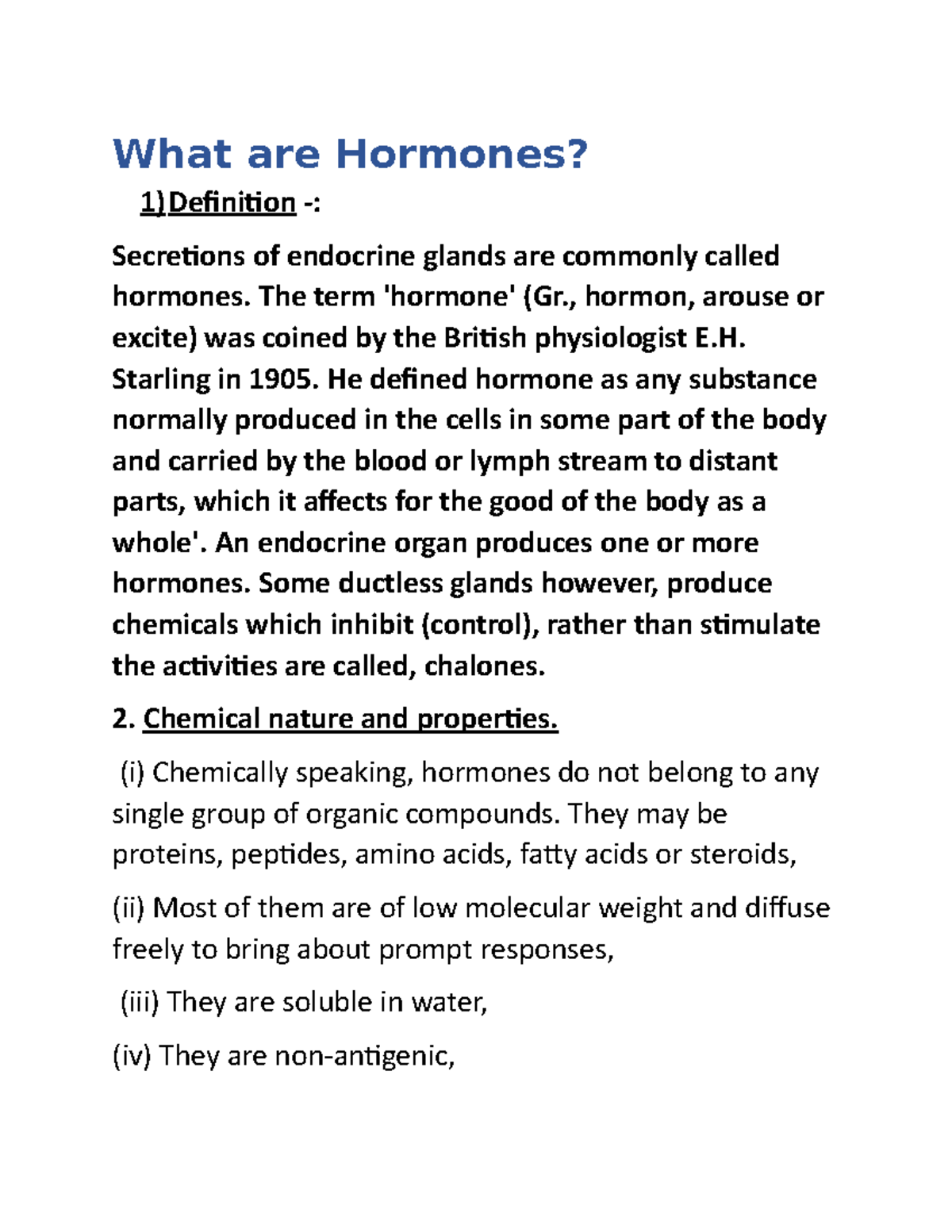 Hormones - Types , function - What are Hormones? 1)Definition ...