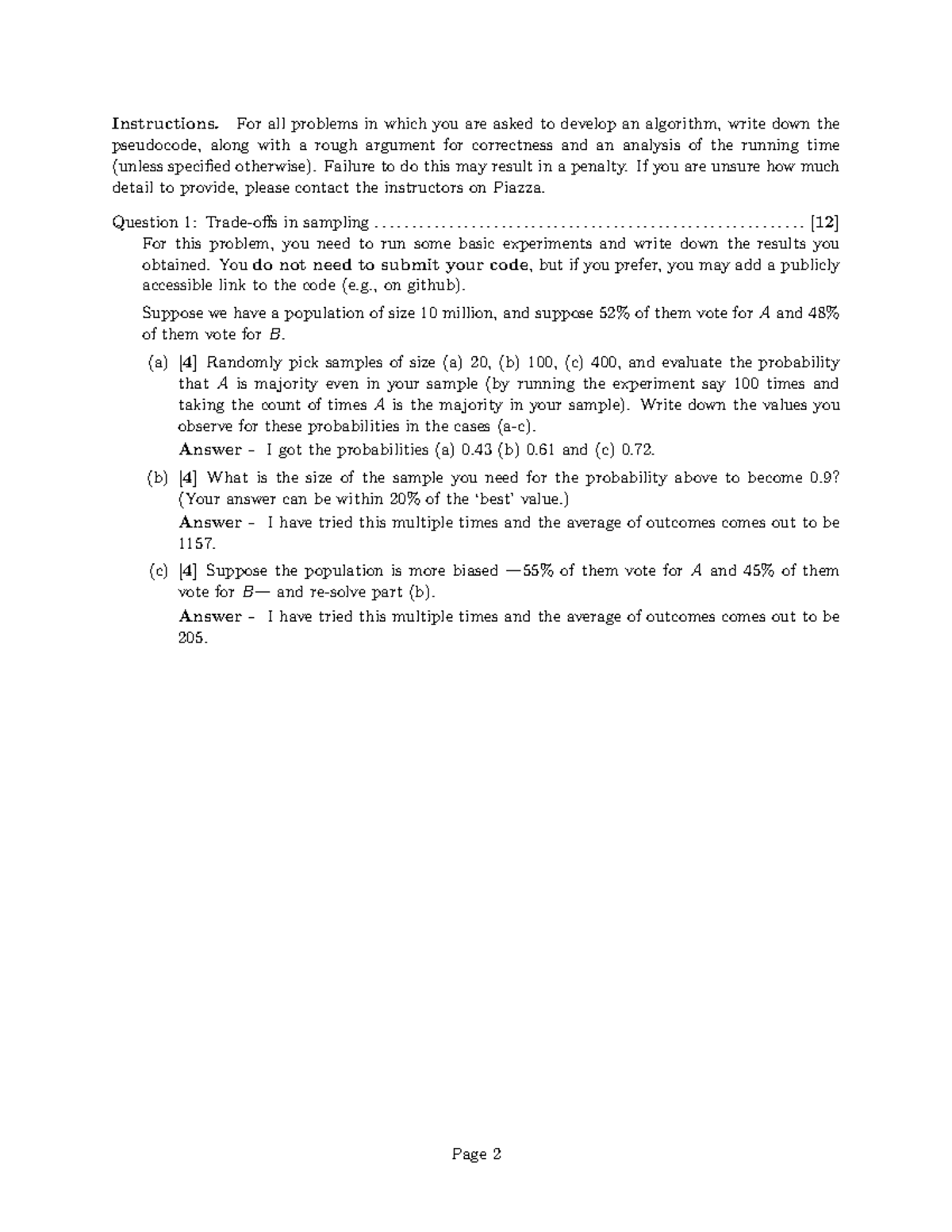 HW05-algo - practice - Instructions. For all problems in which you are ...