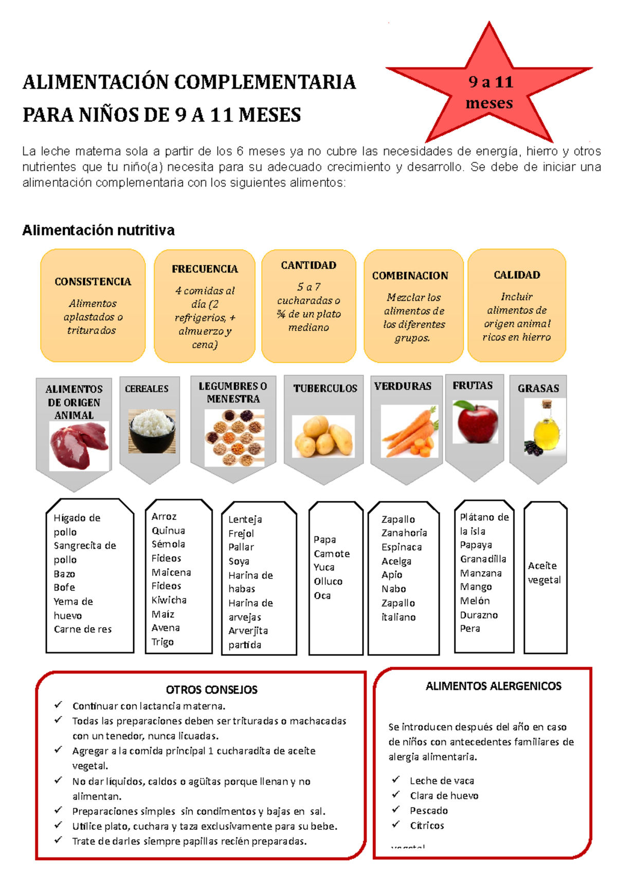 Alimentación complementaria de 3 a 11 mese de edad - ALIMENTACIÓN ...