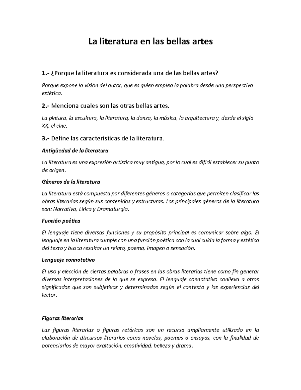 La literatura en las bellas artes - ¿Porque la literatura es ...