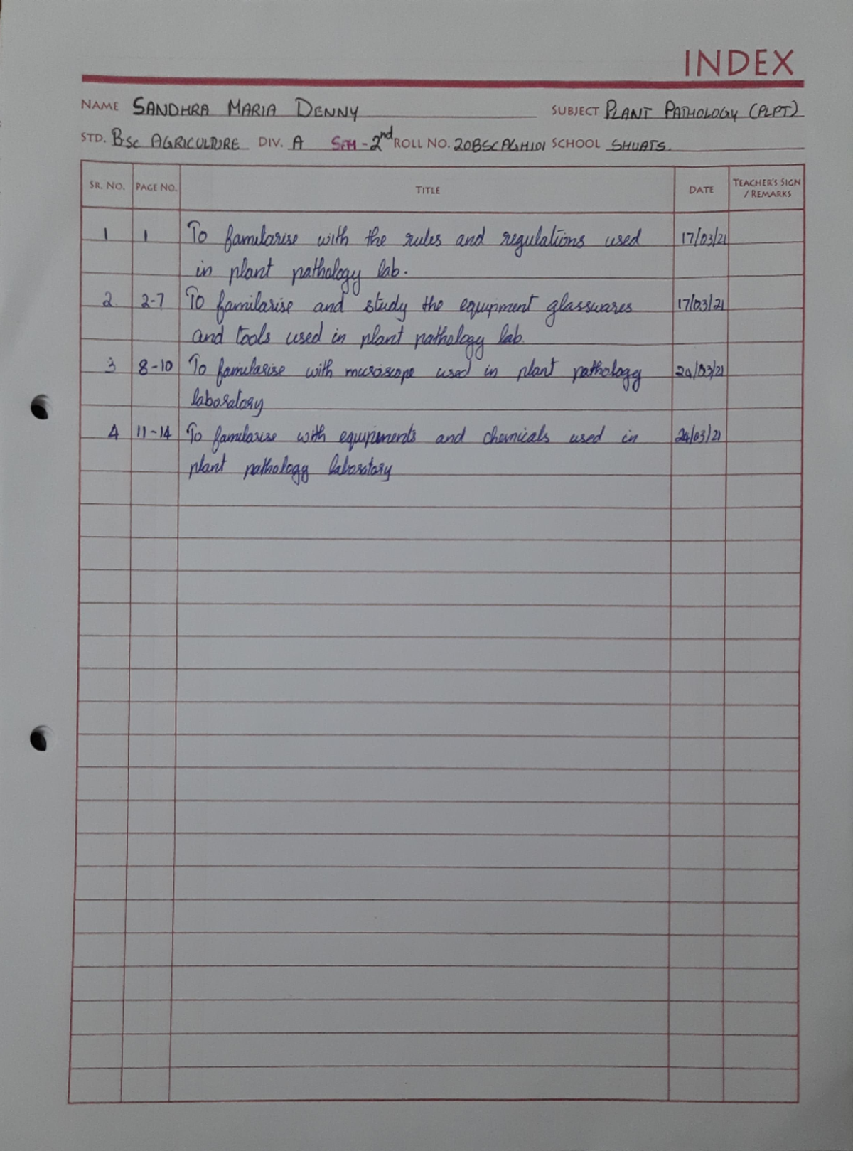 to familiar with equipment and chemicals used in plant pathology lab ...