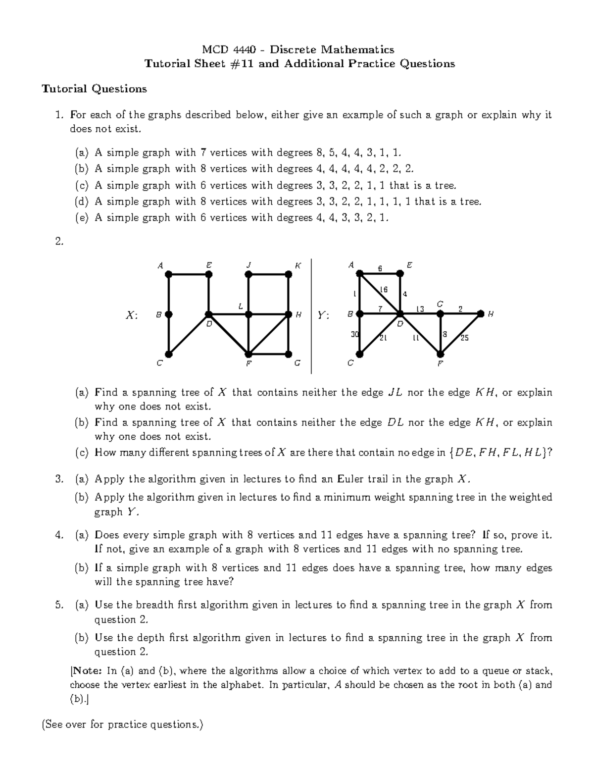 MCD 4440 Tutorial 11 - MCD 444 0 - Discrete Mathematics Tutorial Sheet ...