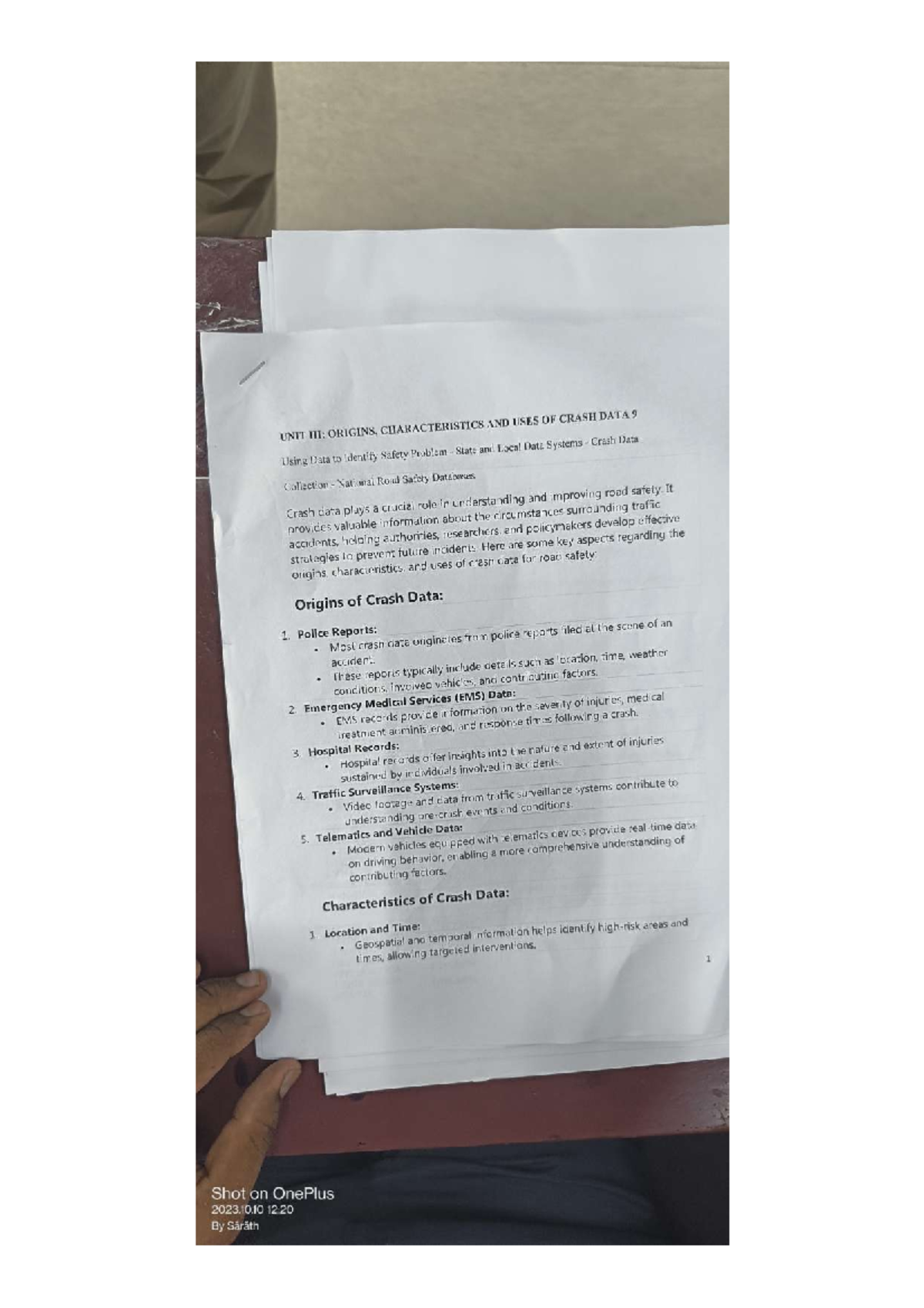 UNIT III RS - Unit 3 road safety notes - Road Safety - Studocu