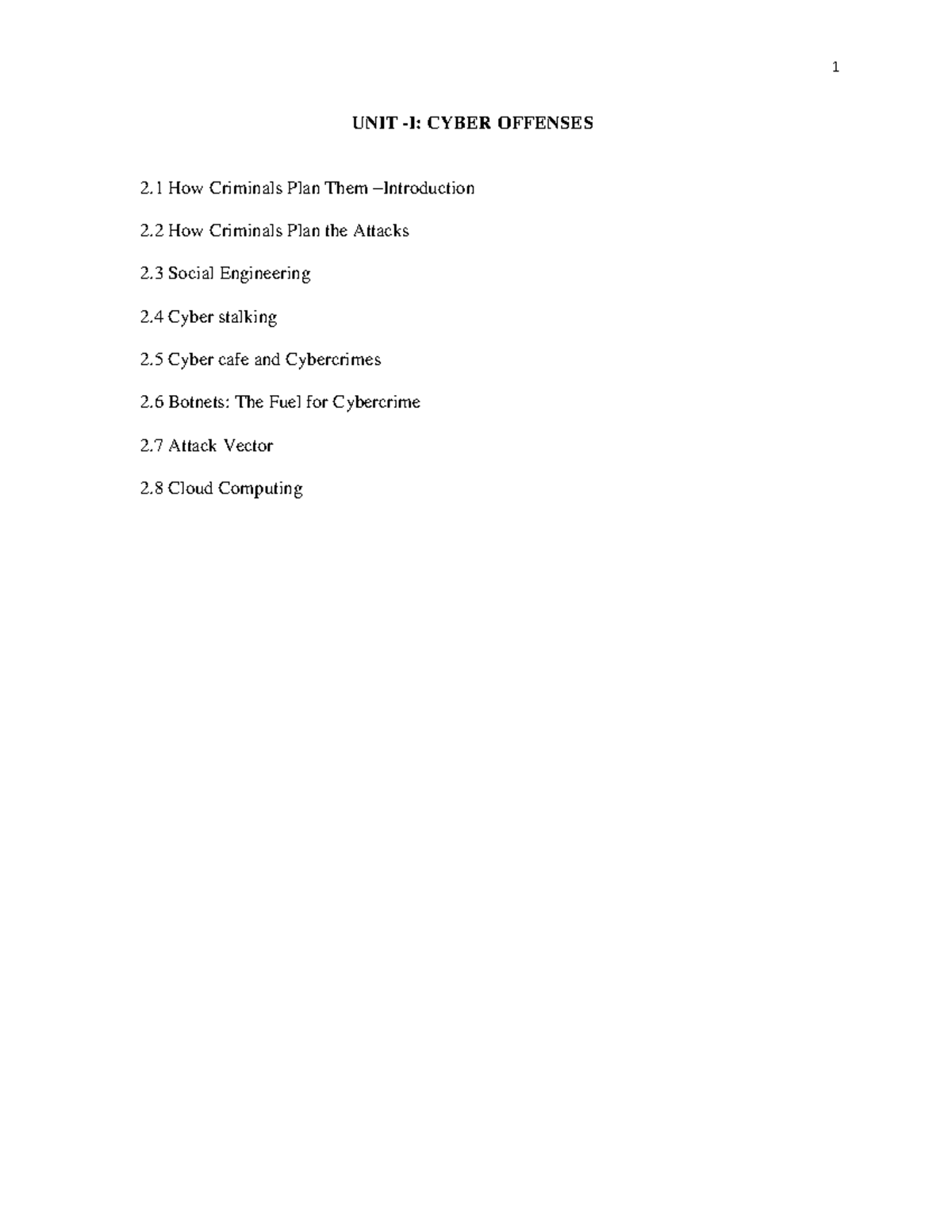 CS-UNIT-1 Cont - cyber security notes - 2 How Criminals Plan Them ...