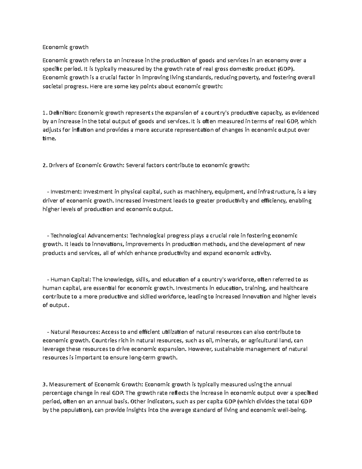 Economic growth - Economic growth Economic growth refers to an increase ...