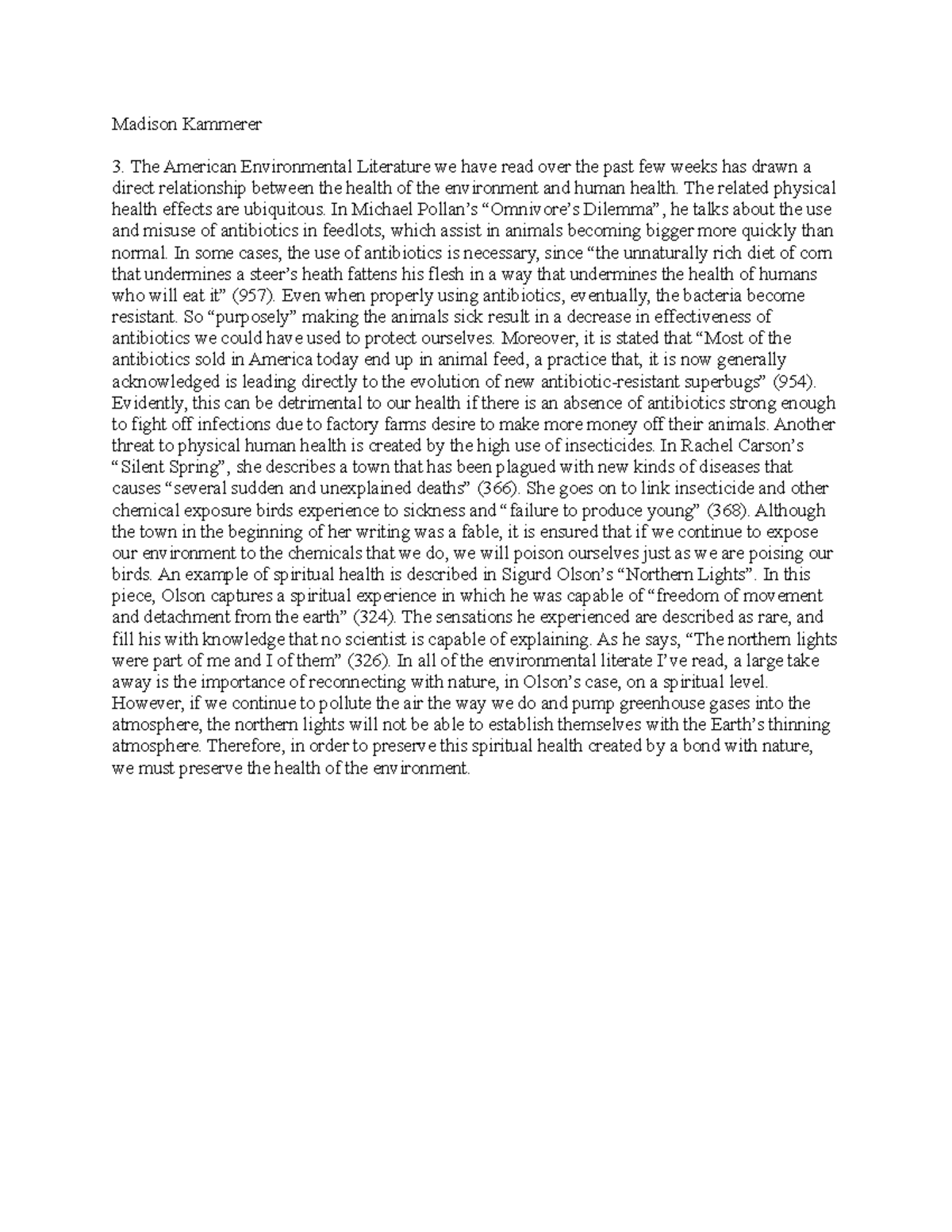 American literature final exam question 3 response - Madison Kammerer 3 ...