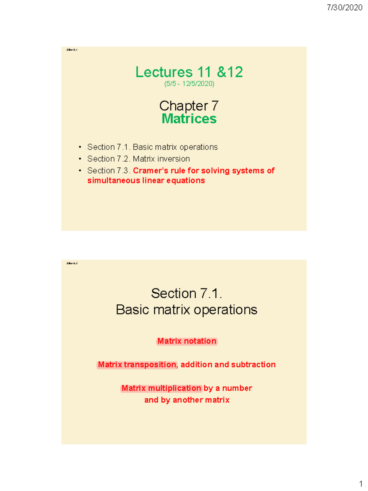 Lecture 11 & 12 dex - jsjsj - Jacques, Mathematics for Economics and Business, 7th edition ...