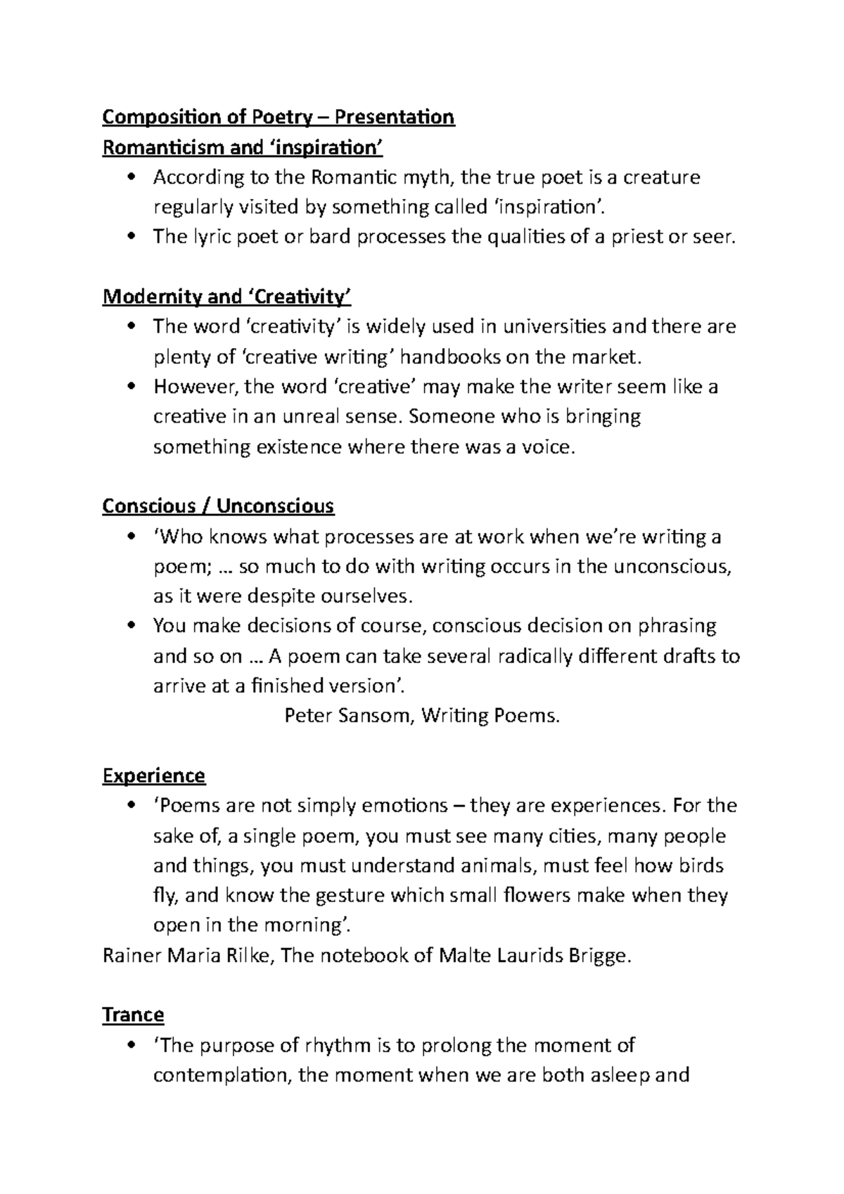 Composition of Poetry - The lyric poet or bard processes the qualiies ...